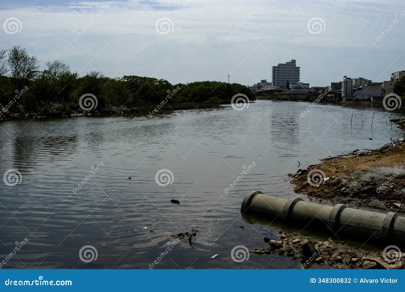 Pollution of Rivers with Sewage and Plastic Waste. Stock Photo - Image ...