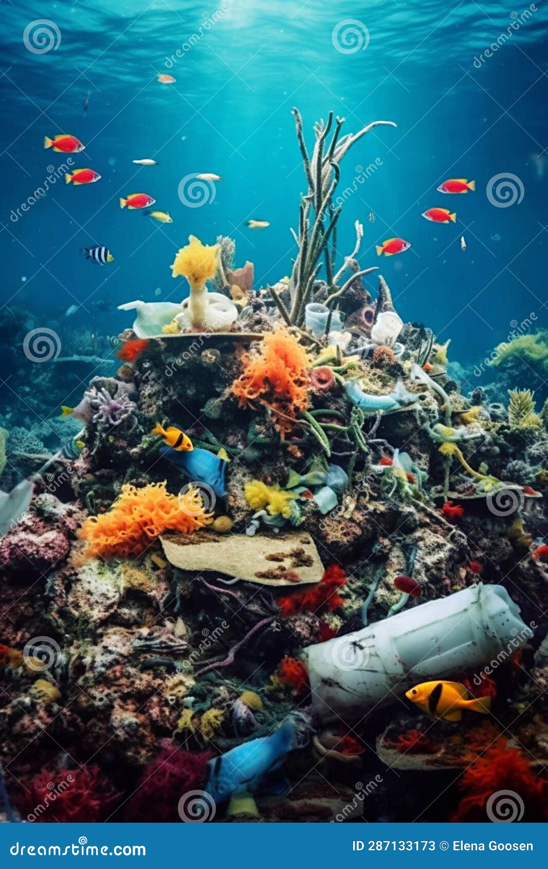 Pollution of Sea or Ocean with Plastic Waste Plastic Objects on the ...