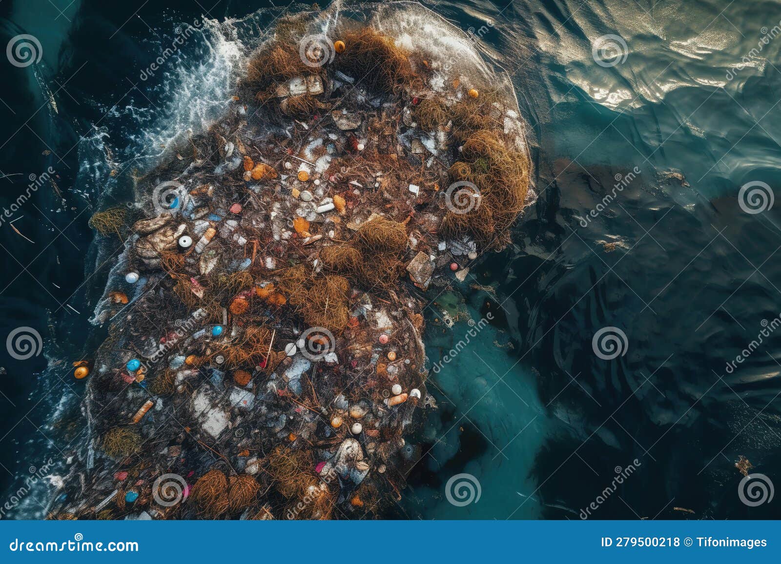 Pollution in Surface of the Ocean Stock Illustration - Illustration of ...