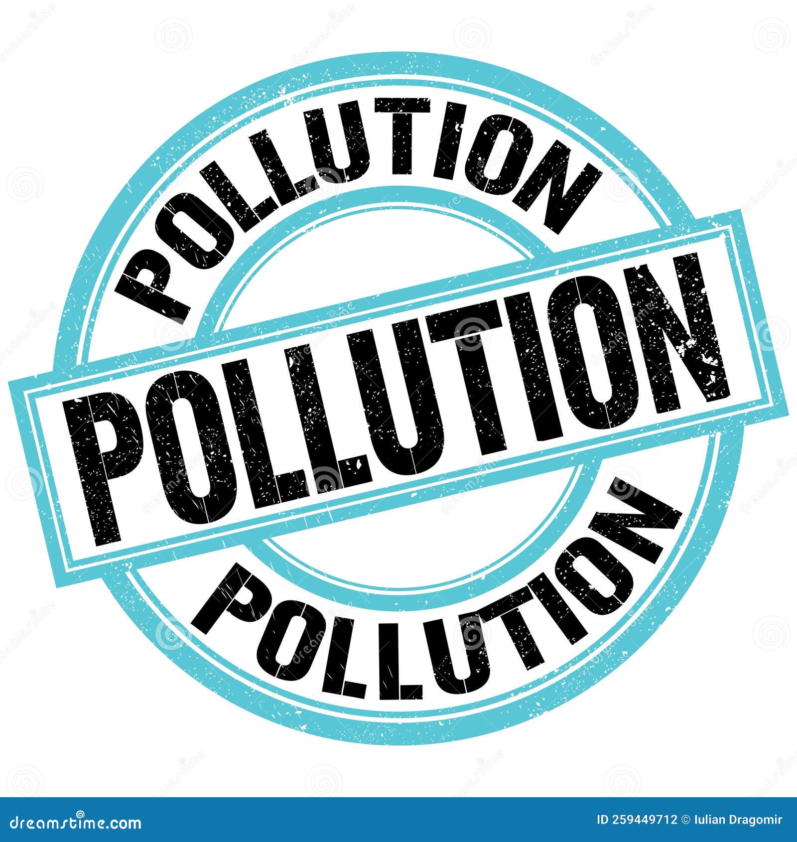 POLLUTION Text on Blue-black Round Stamp Sign Stock Illustration ...