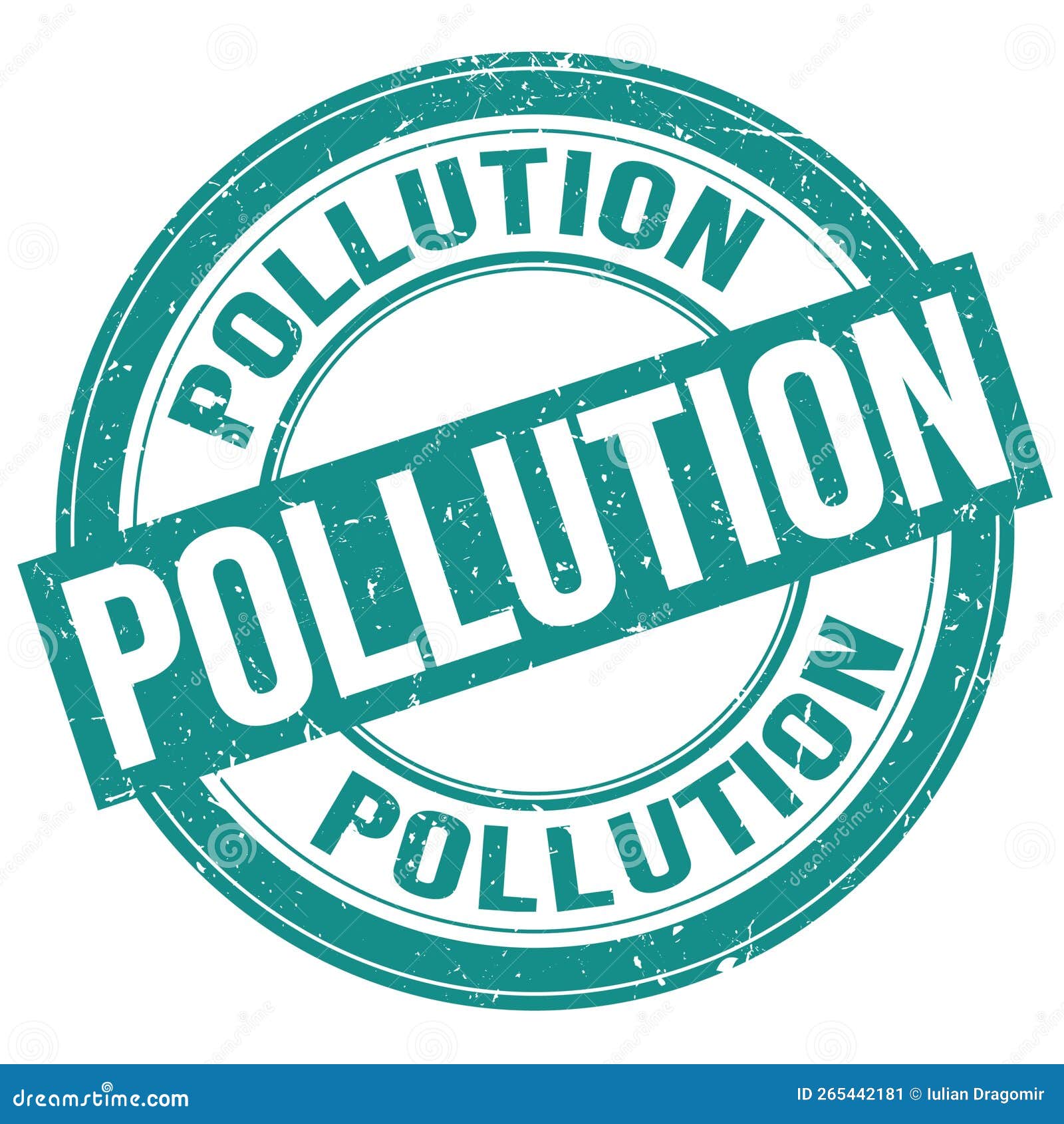 POLLUTION Text Written on Blue Round Stamp Sign Stock Illustration ...