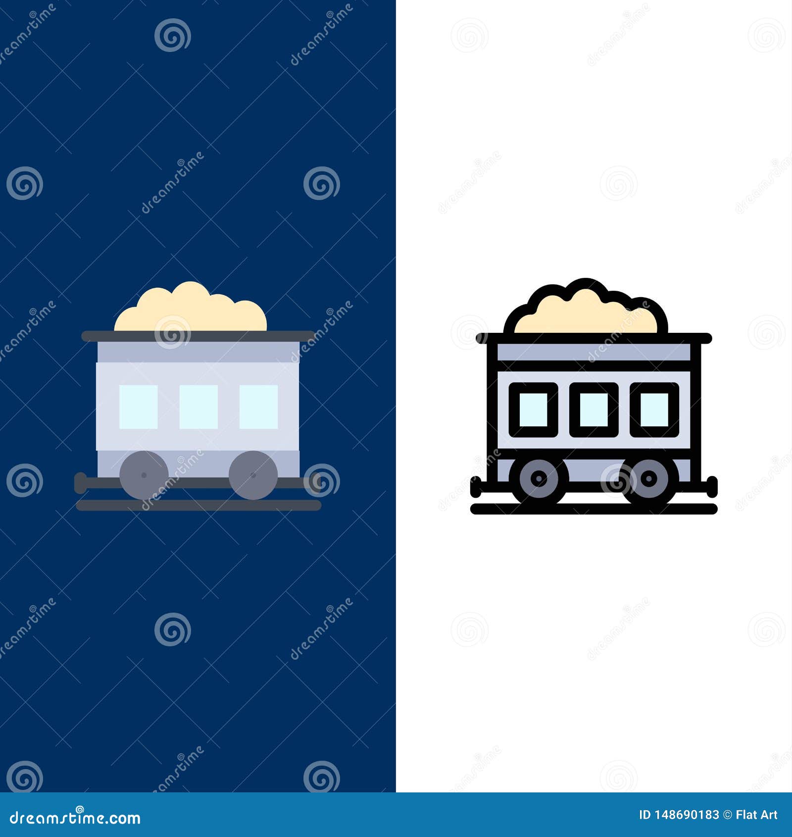 Pollution, Train, Transport Icons. Flat and Line Filled Icon Set Vector ...