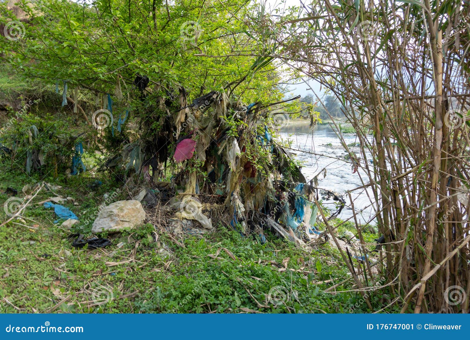 Pollution and Trash from Flooding Stock Image - Image of cloth ...