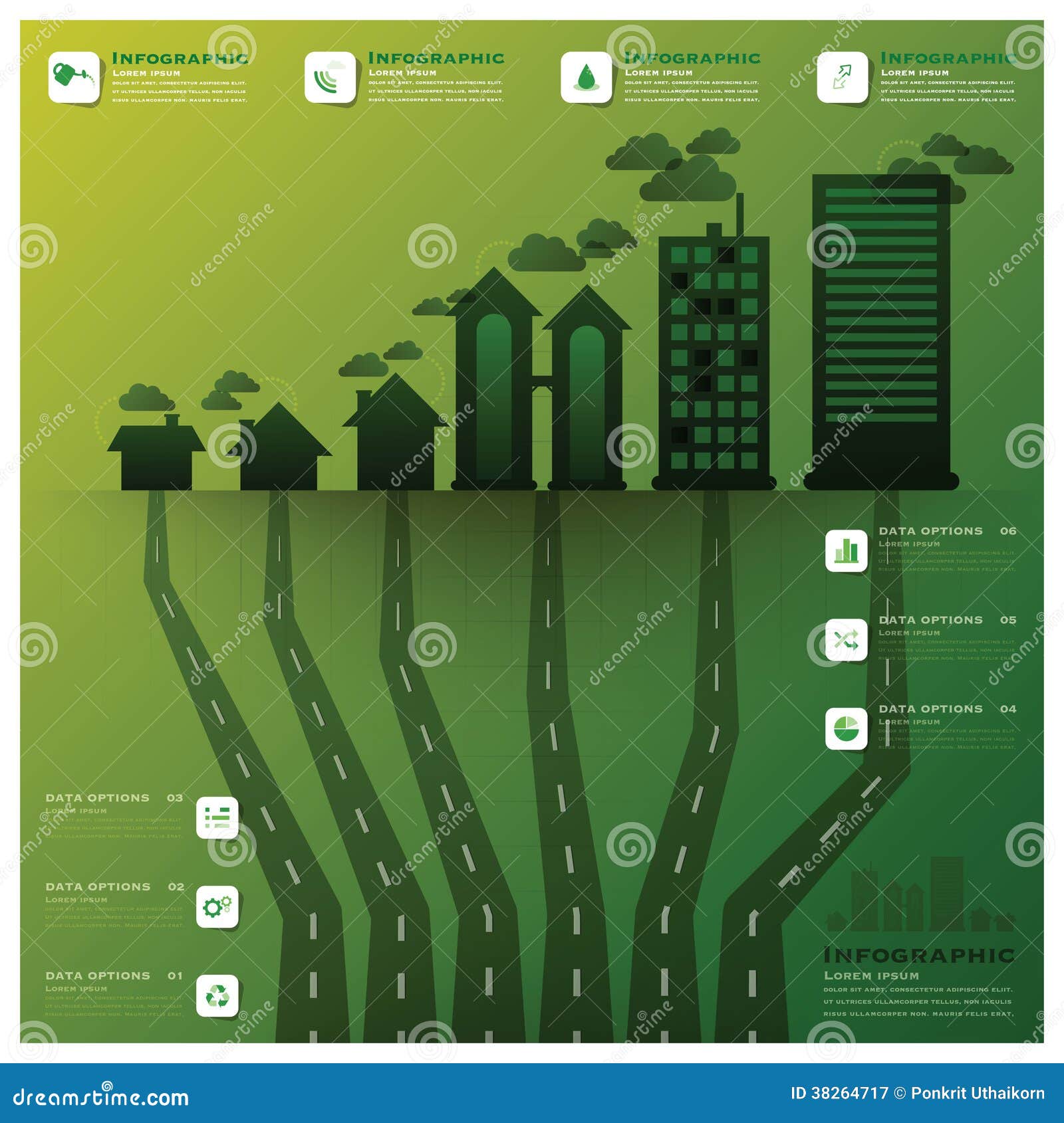 Pollution Tree and Root Infographic Design Template Stock Vector ...