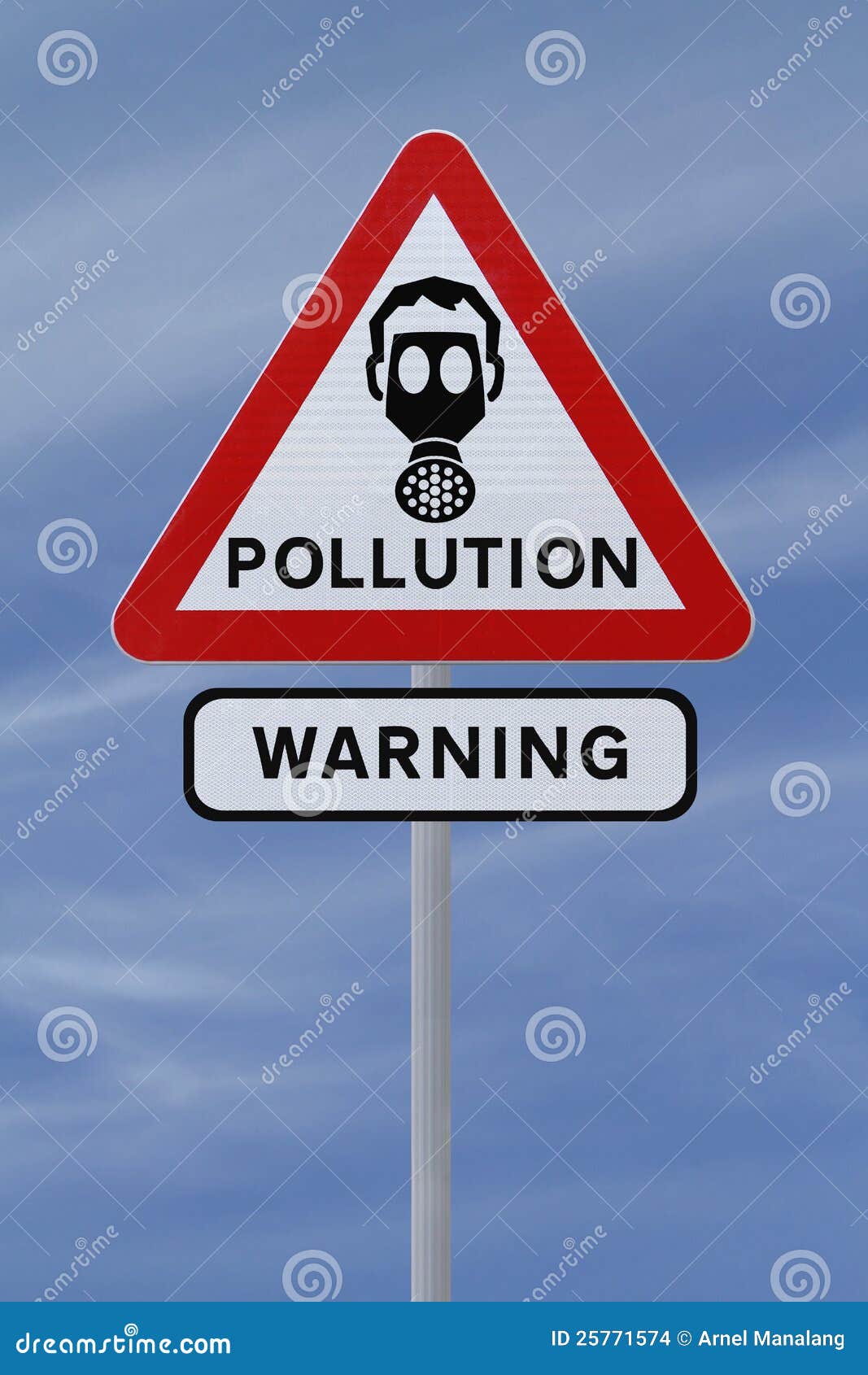 Air Pollution Warning Sign In Front Of A Huge Container Ship Royalty ...