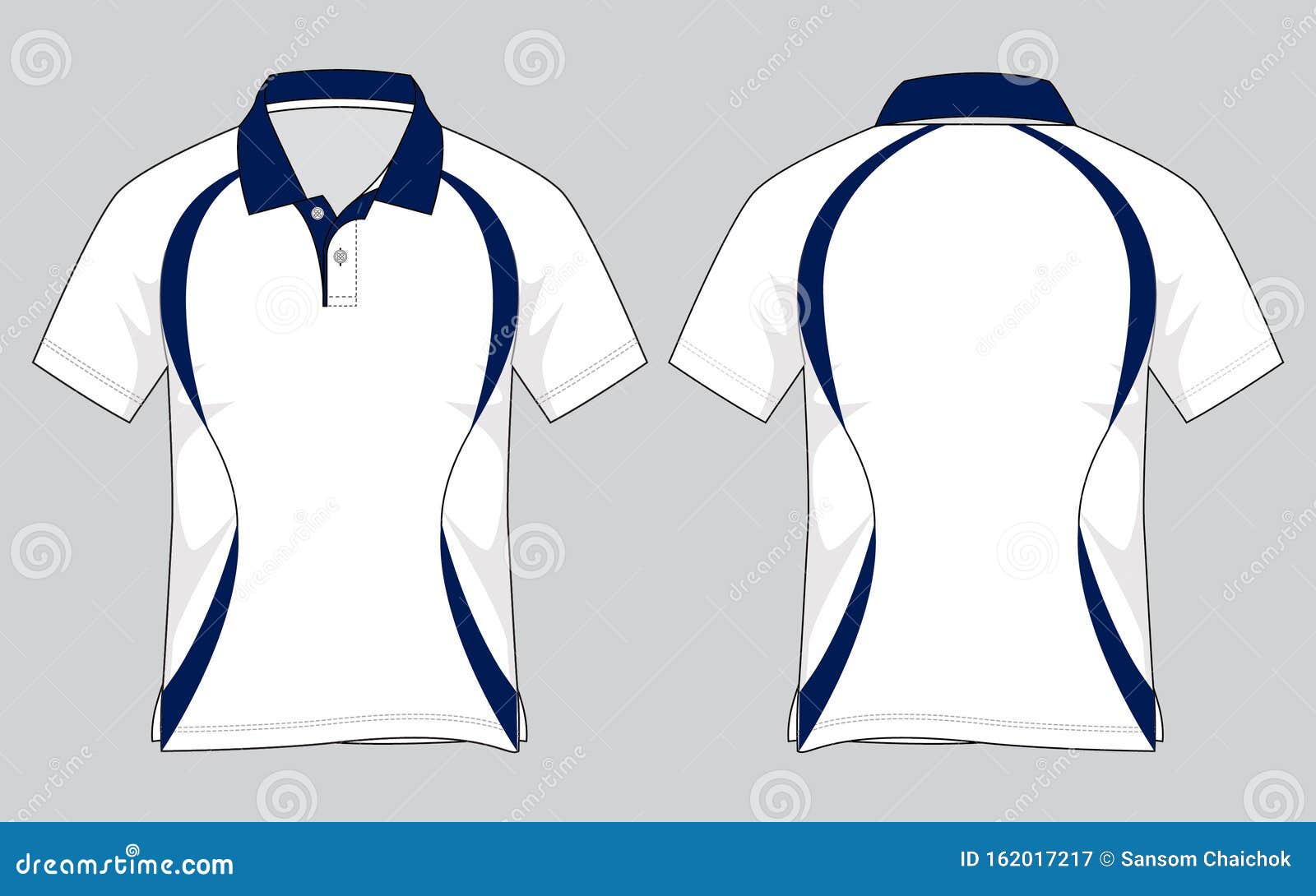 White-Navy Blue Short Sleeve Polo Shirt with Trim Style Design Vector ...