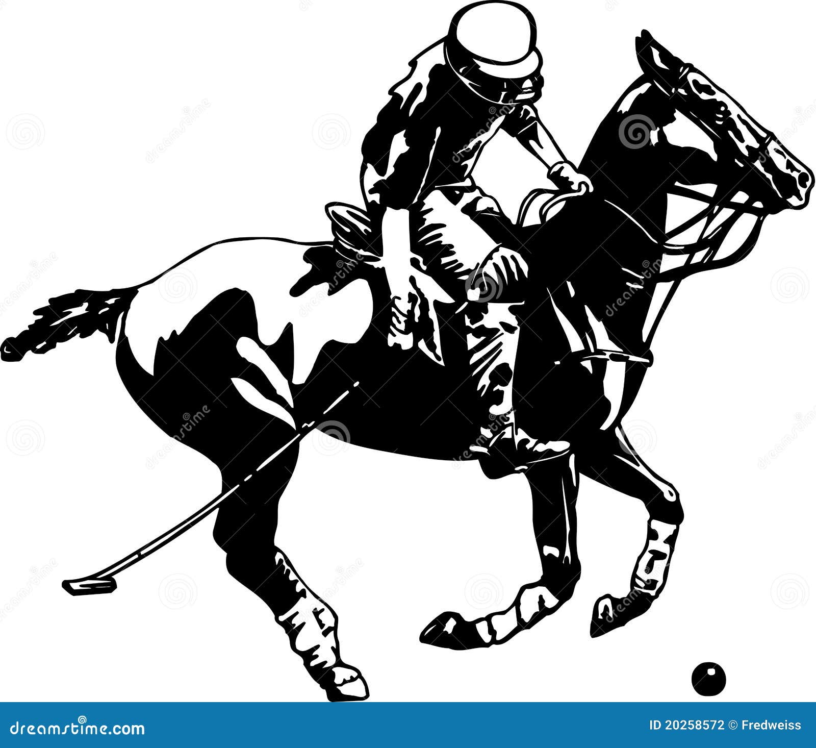 Polo Player With Rearing Up Horse And Long Handled Mallet Icons For ...