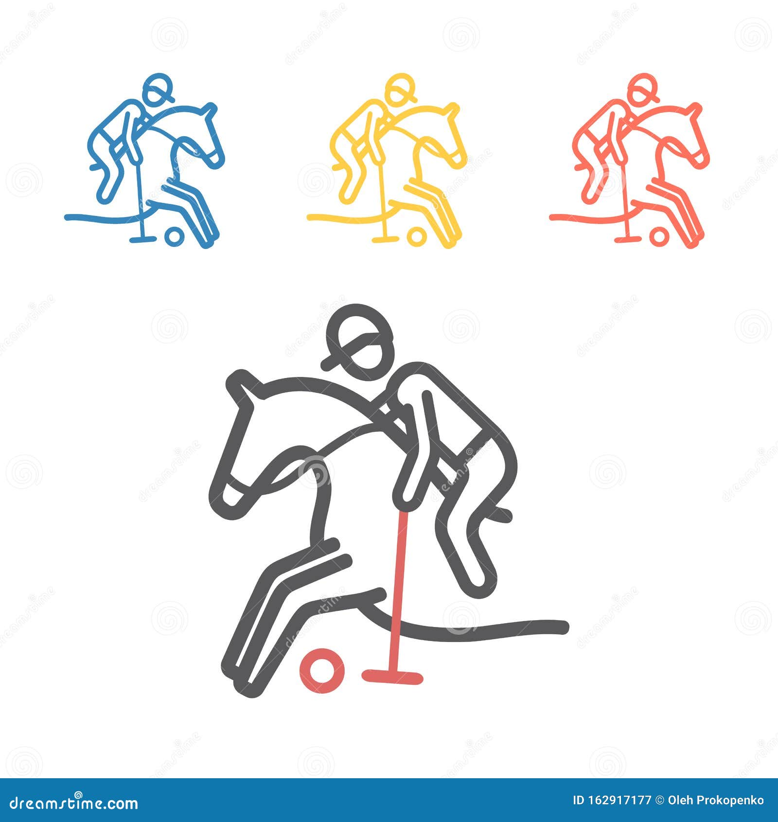 Polo Player Line Icon. Vector Signs for Web Graphics. Stock Vector ...