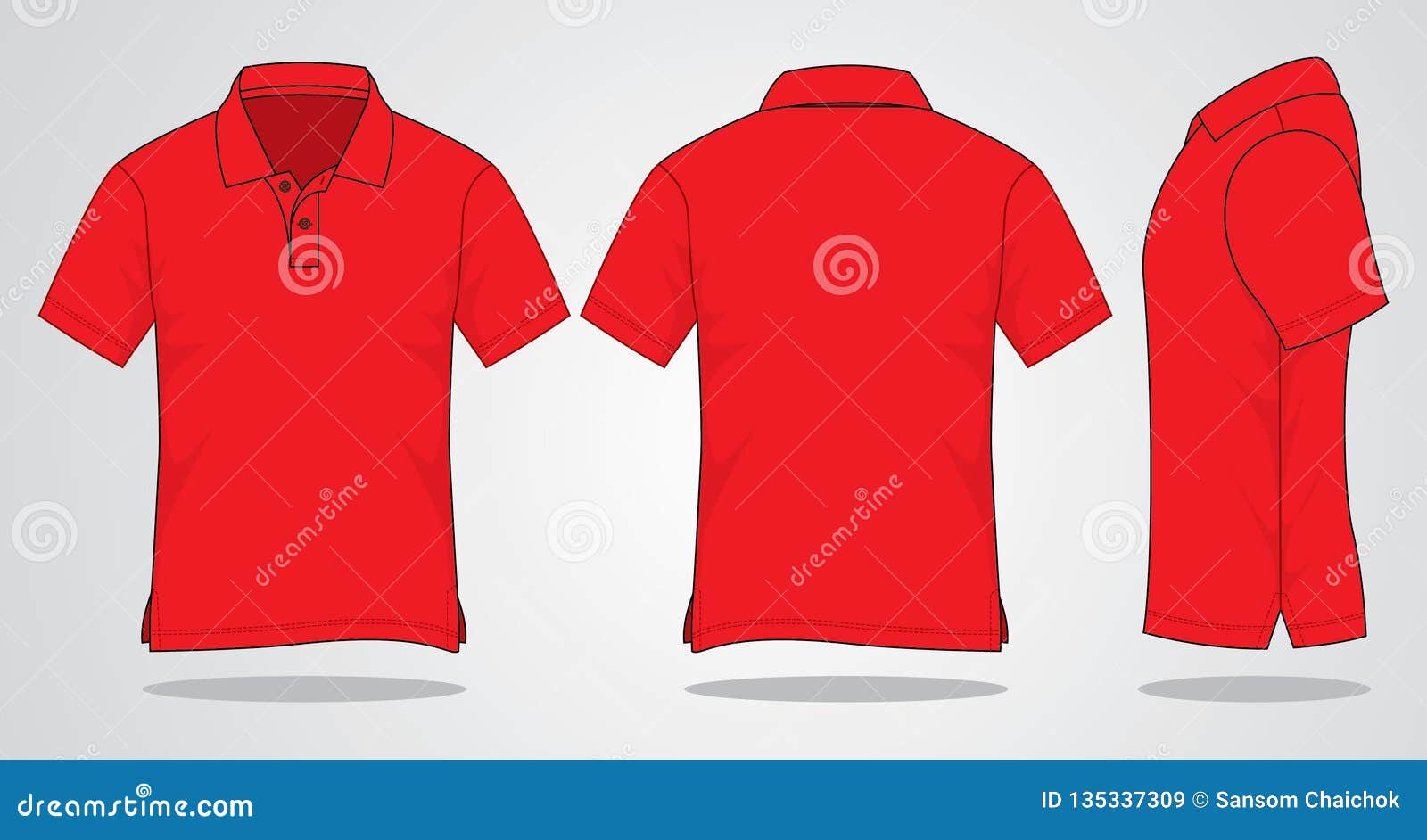Blank Red Short Sleeves Polo Shirt for Template, Vector File Stock ...