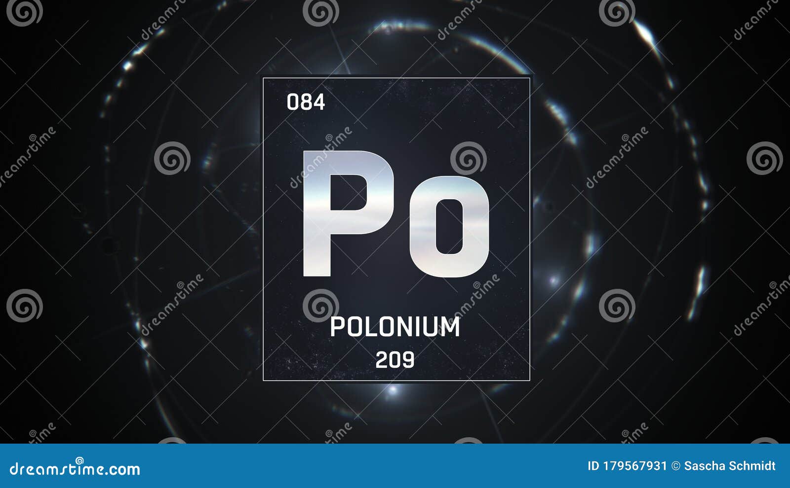 Polonium As Element 84 of the Periodic Table 3D Illustration on Silver ...