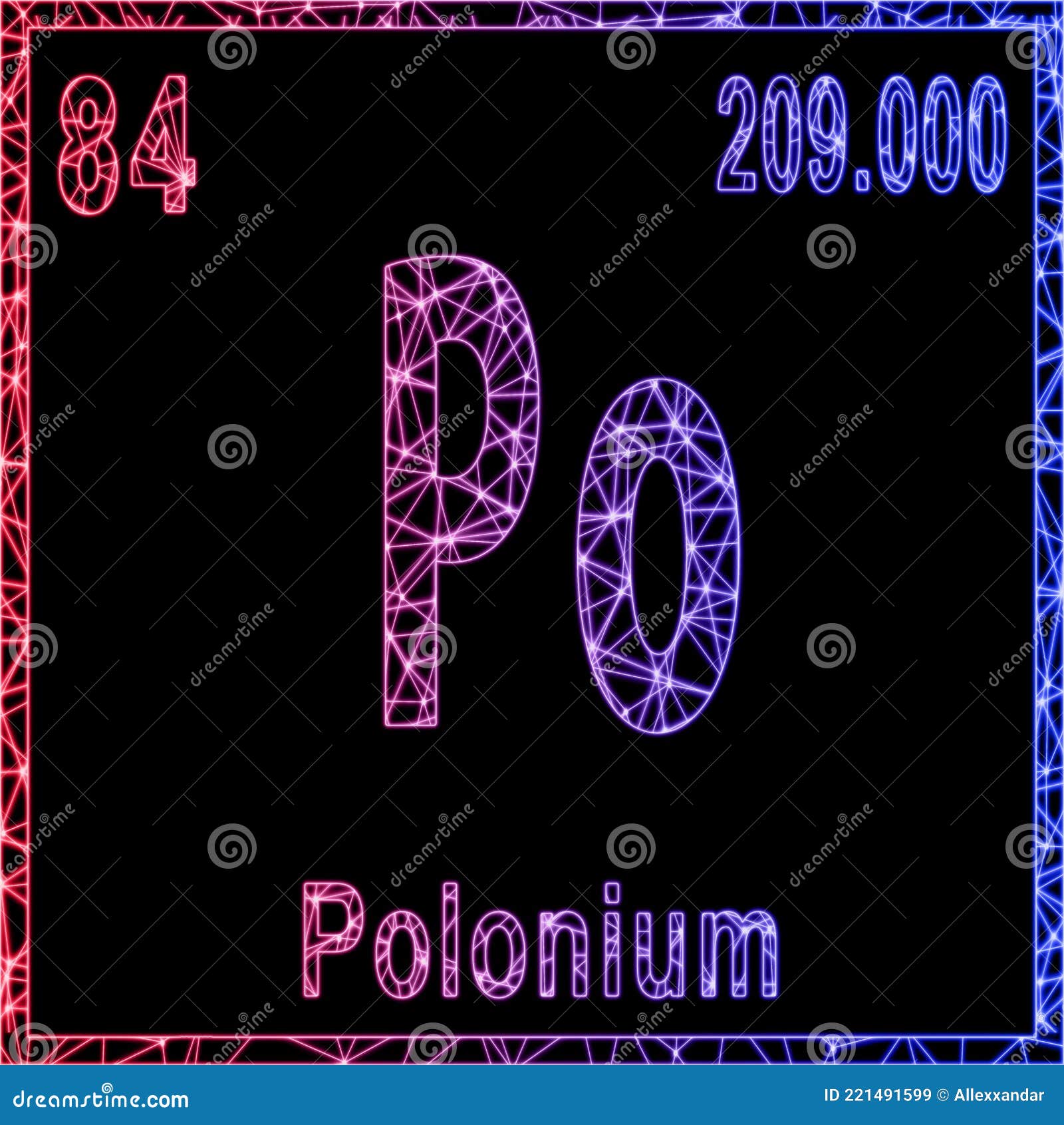 Polonium Chemical Element, Sign with Atomic Number and Atomic Weight ...