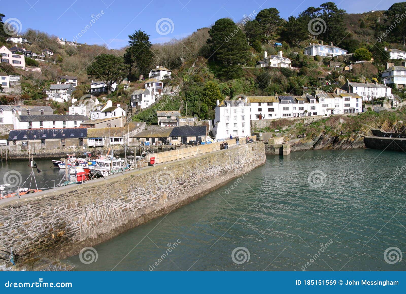 Polperro in Cornwall Harbour Wall Editorial Stock Image - Image of ...