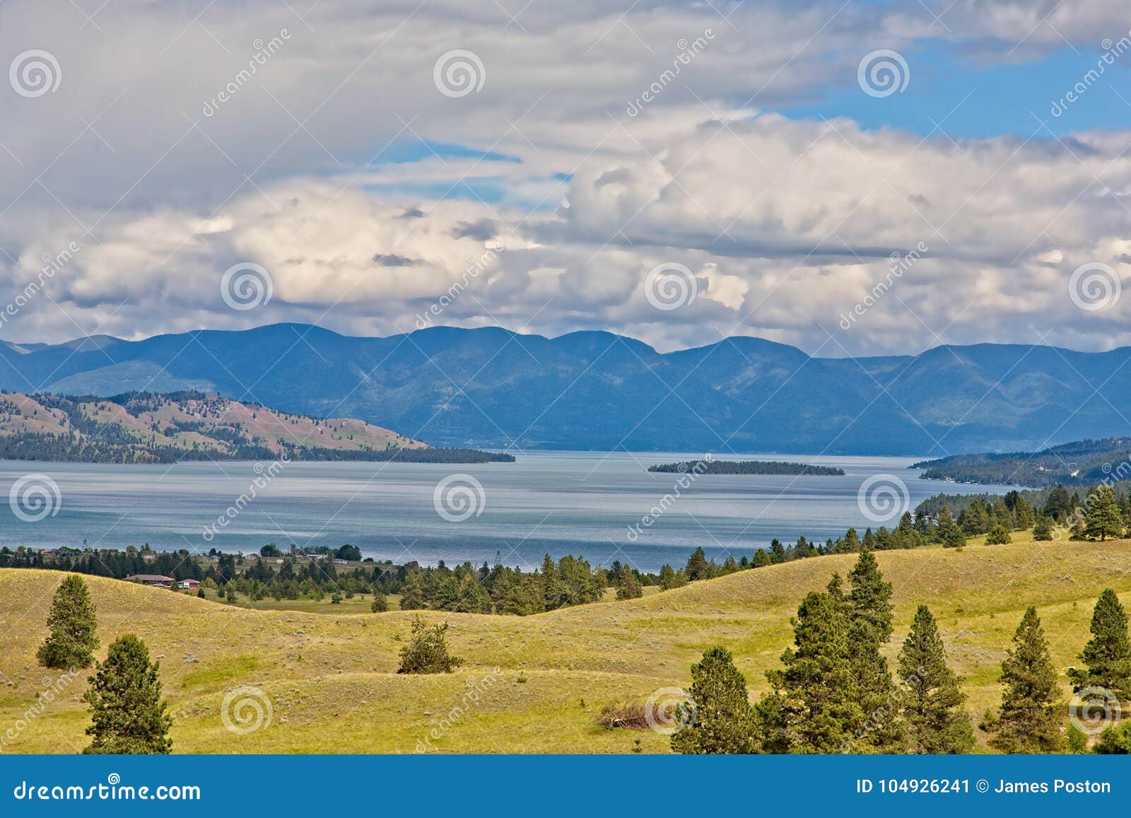 Polson Montana With Flathead Lake In The Background Stock Image Image Of Fresh Clouds 104926241