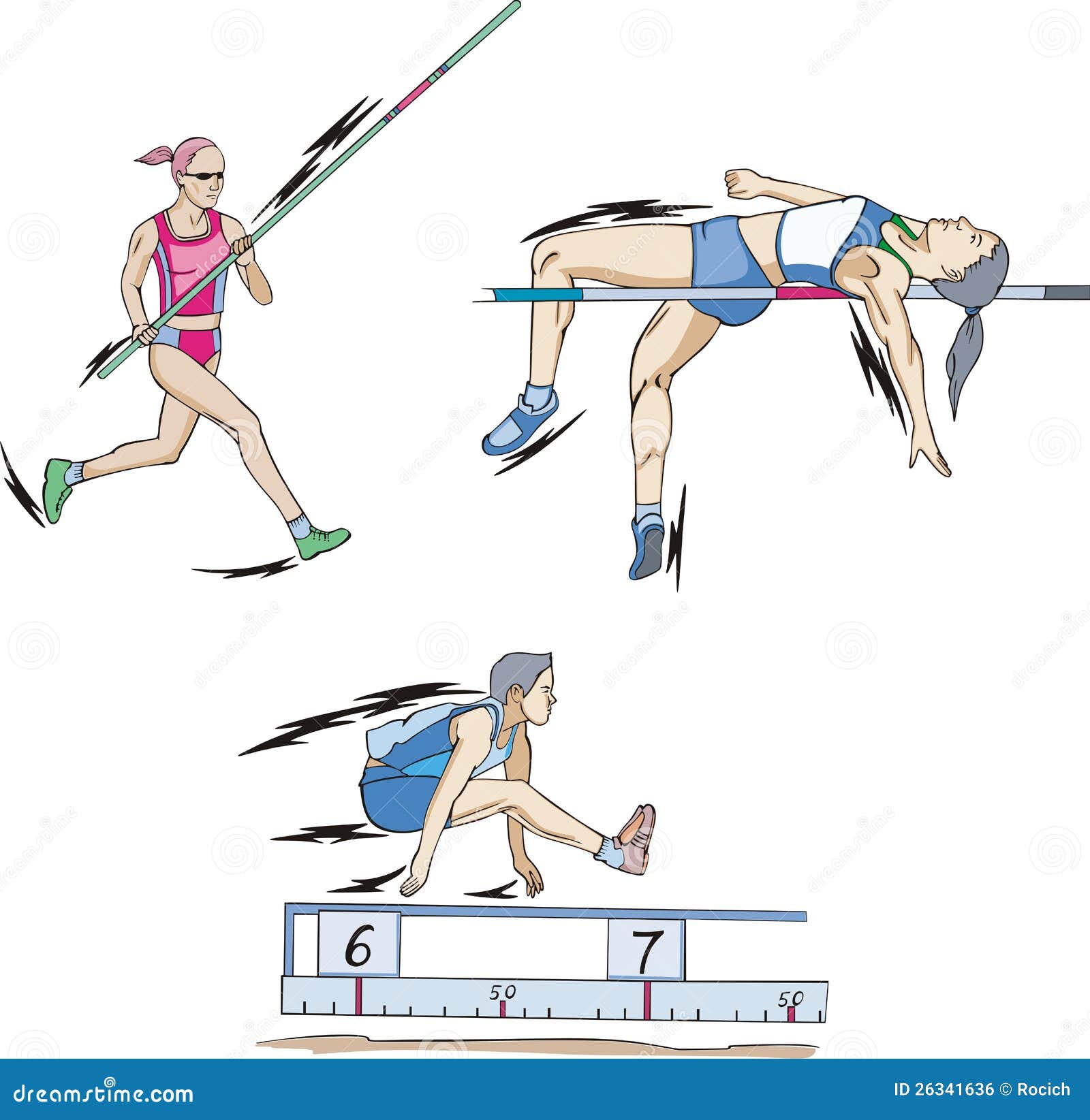 Polsstokspringen, Hoogspringen En Vérspringen Vector Illustratie ...