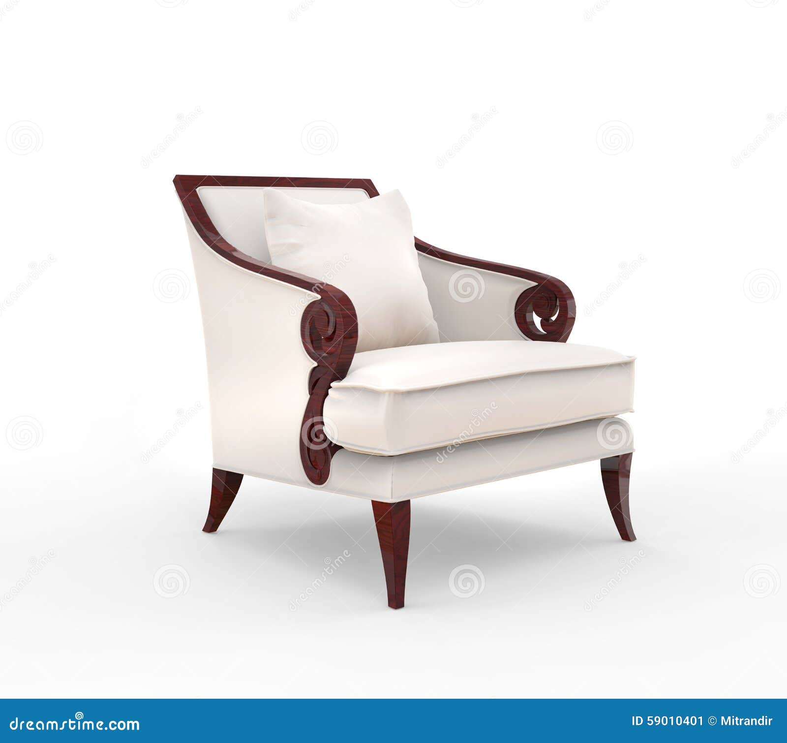 Poltrona Bianca Con I Braccioli Di Legno Illustrazione di Stock ...