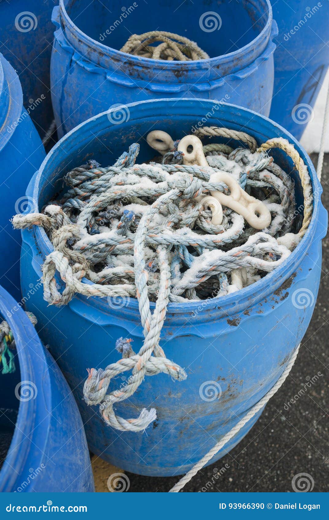 Poly barrels and line stock photo. Image of winter, rope - 93966390
