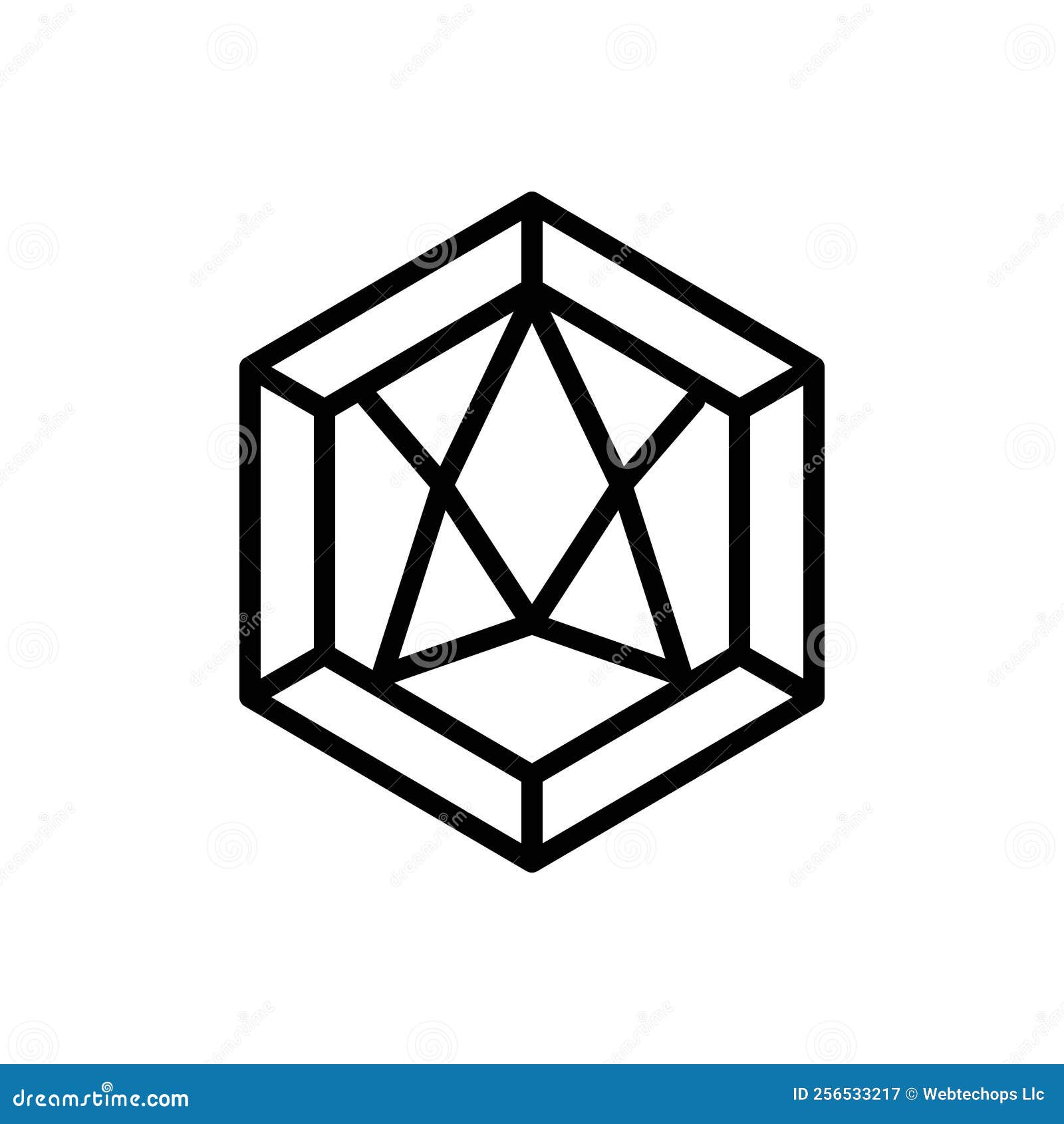 Black Line Icon for Poly, Crystal and Gem Stock Vector - Illustration ...