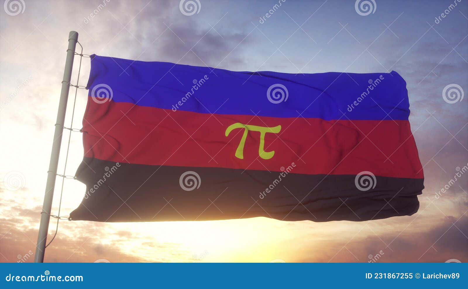 Polyamory Pride Flag Waving in the Wind, Sky and Sun Background. 3d ...