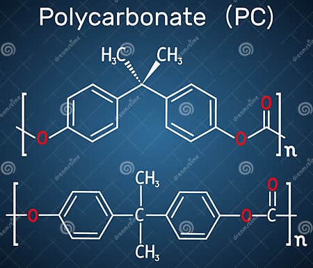 Polycarbonate PC Thermoplastic Polymer Molecule. Structural Chemical ...
