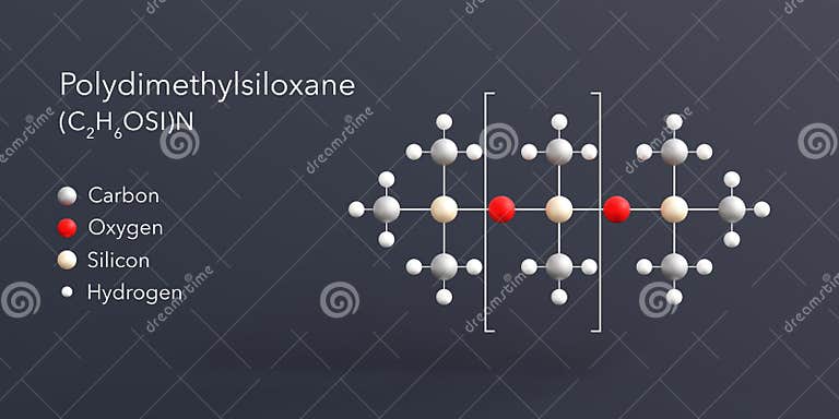 Polydimethylsiloxane Molecule 3d Rendering, Flat Molecular Structure ...