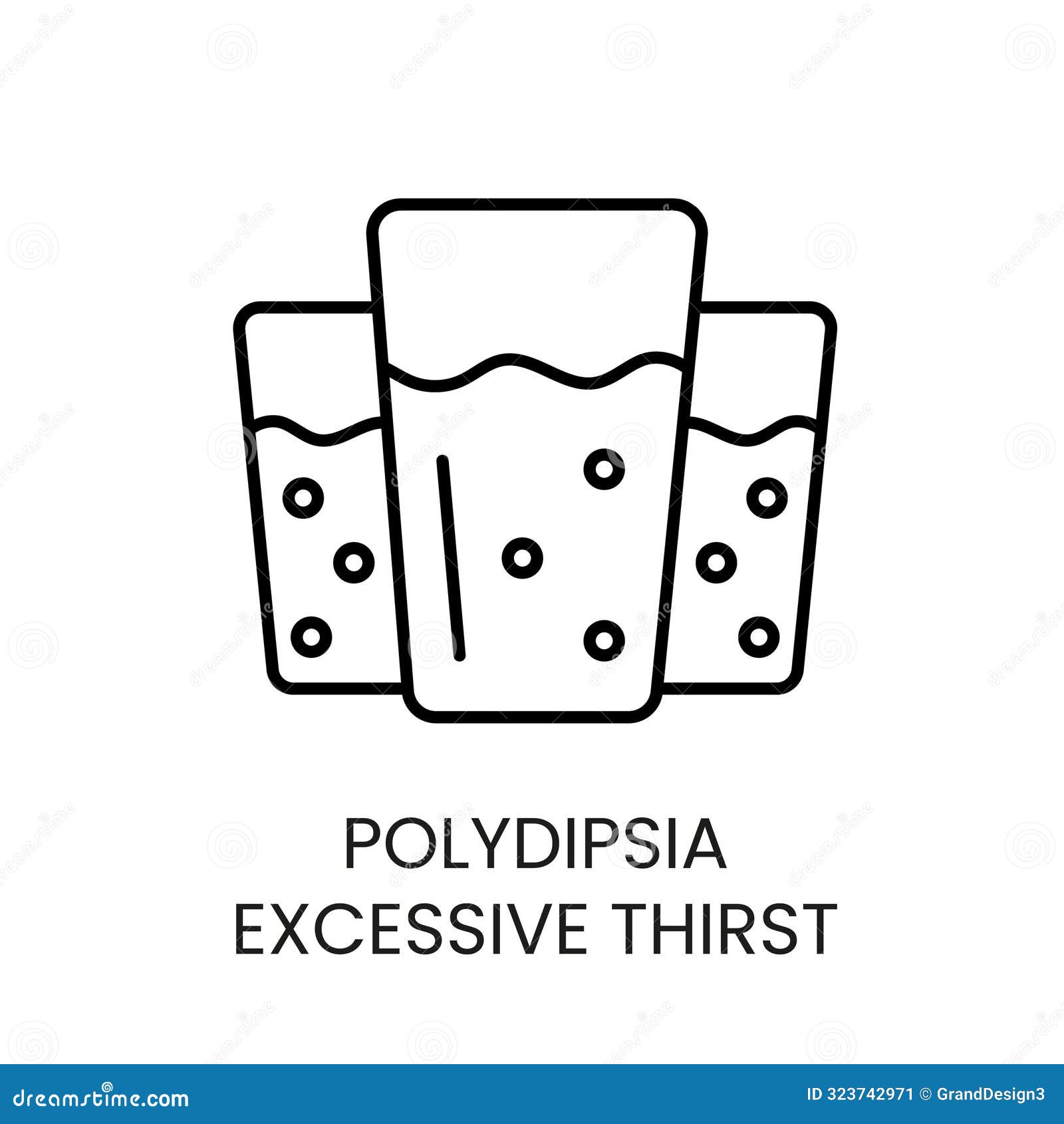 Polydipsia Excessive Thirst, Symptom In Diabetes Vector Line Icon With ...