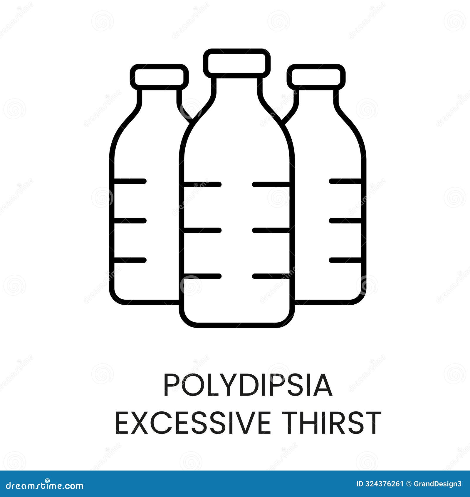 Polydipsia Excessive Thirst, Symptom In Diabetes Vector Line Icon With ...