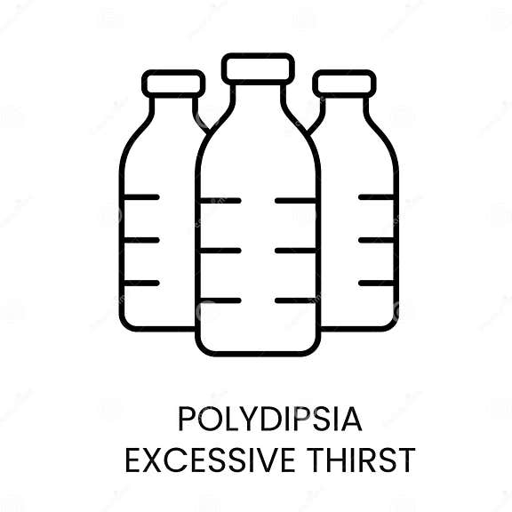 Polydipsia Excessive Thirst, Symptom in Diabetes Vector Line Icon with ...