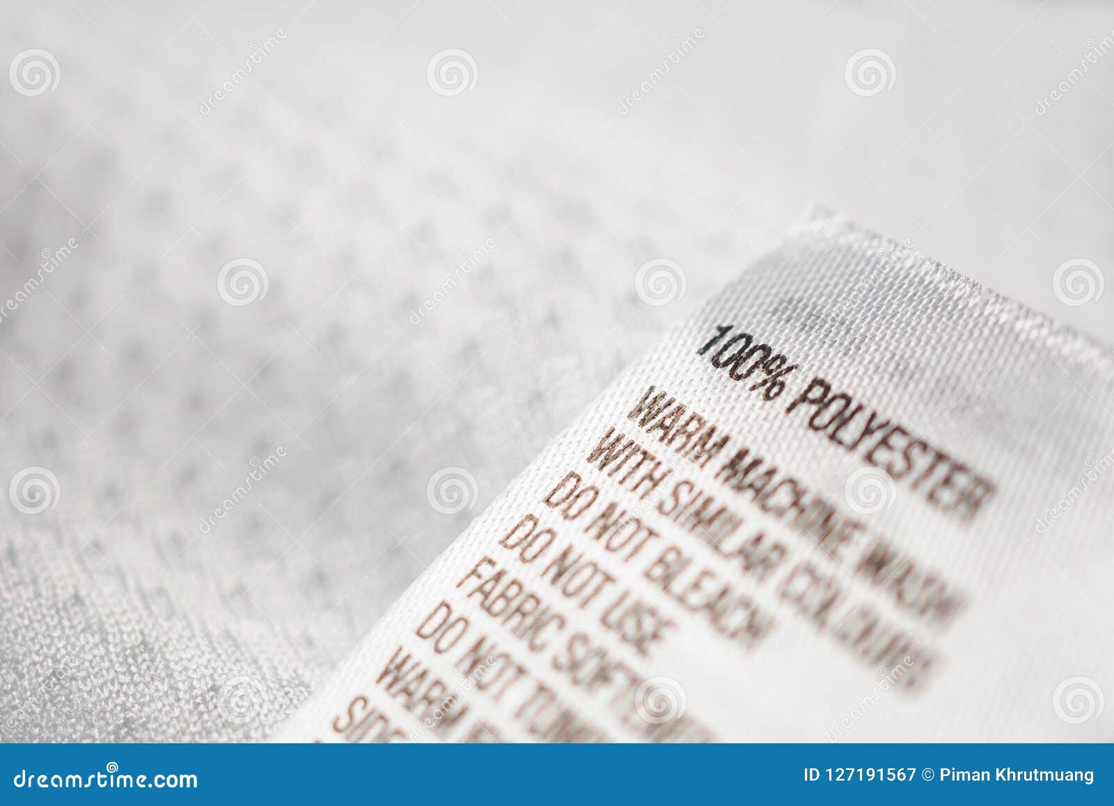 Polyester Fabric Clothing Label with Laundry Instructions Stock Image ...