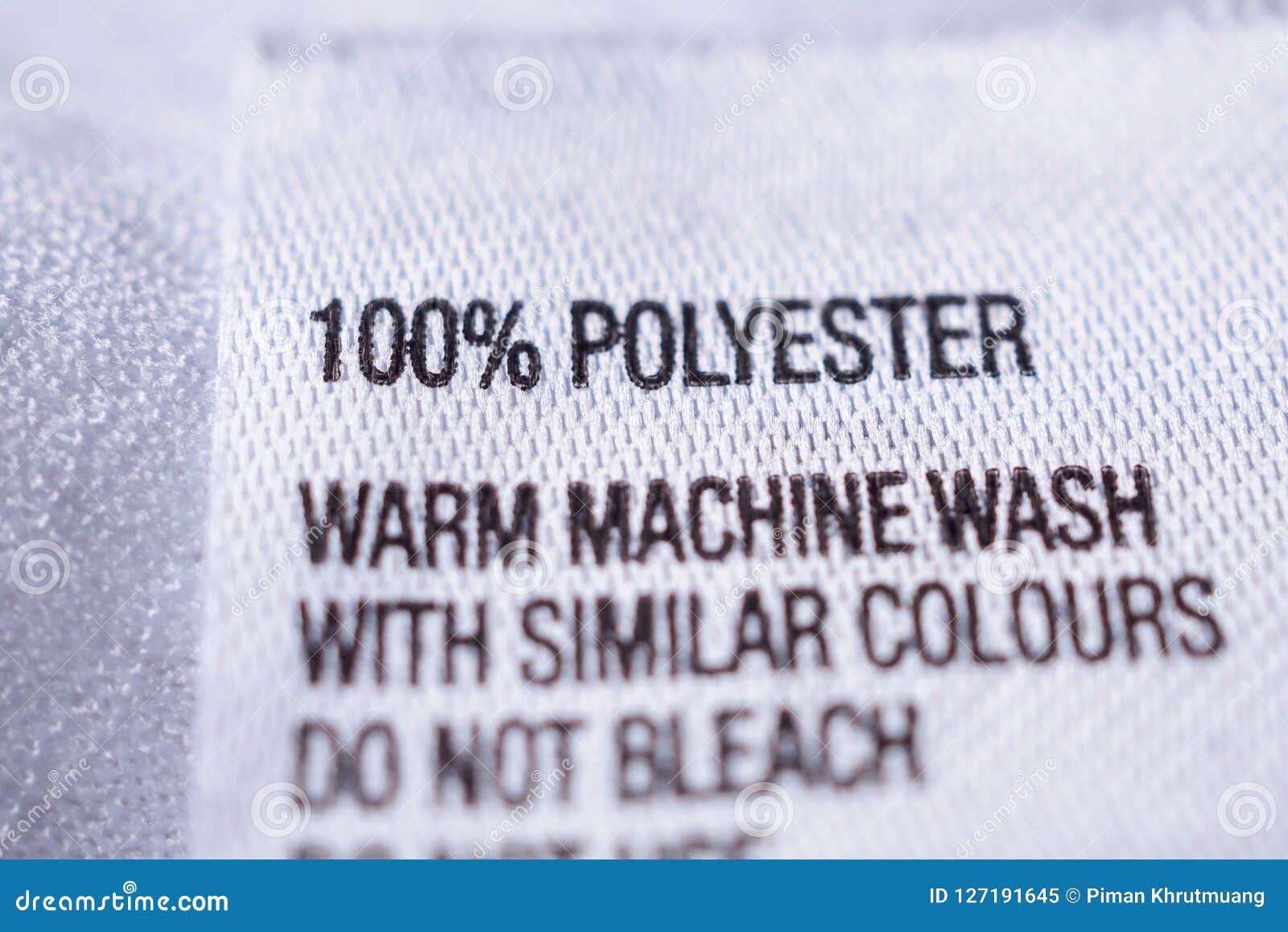 Polyester Fabric Clothing Label with Laundry Instructions Stock Image ...