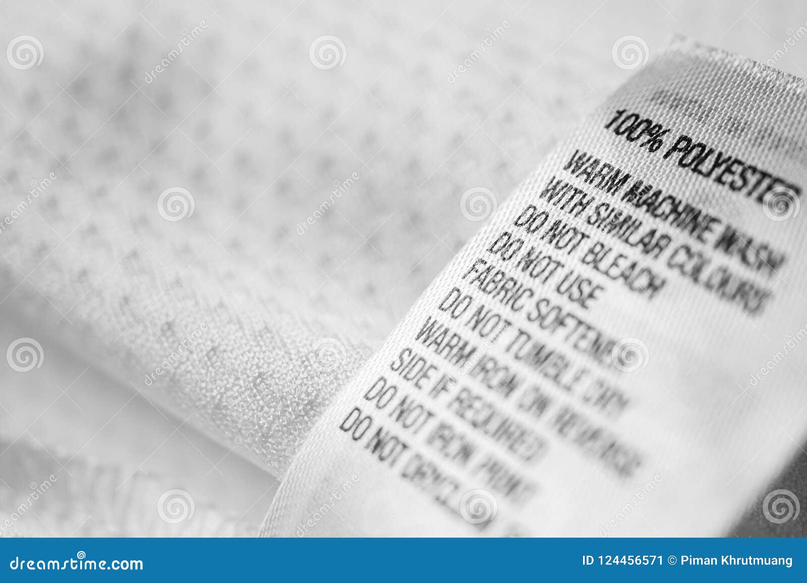 Polyester Fabric Clothing Label with Laundry Instructions Stock Image ...