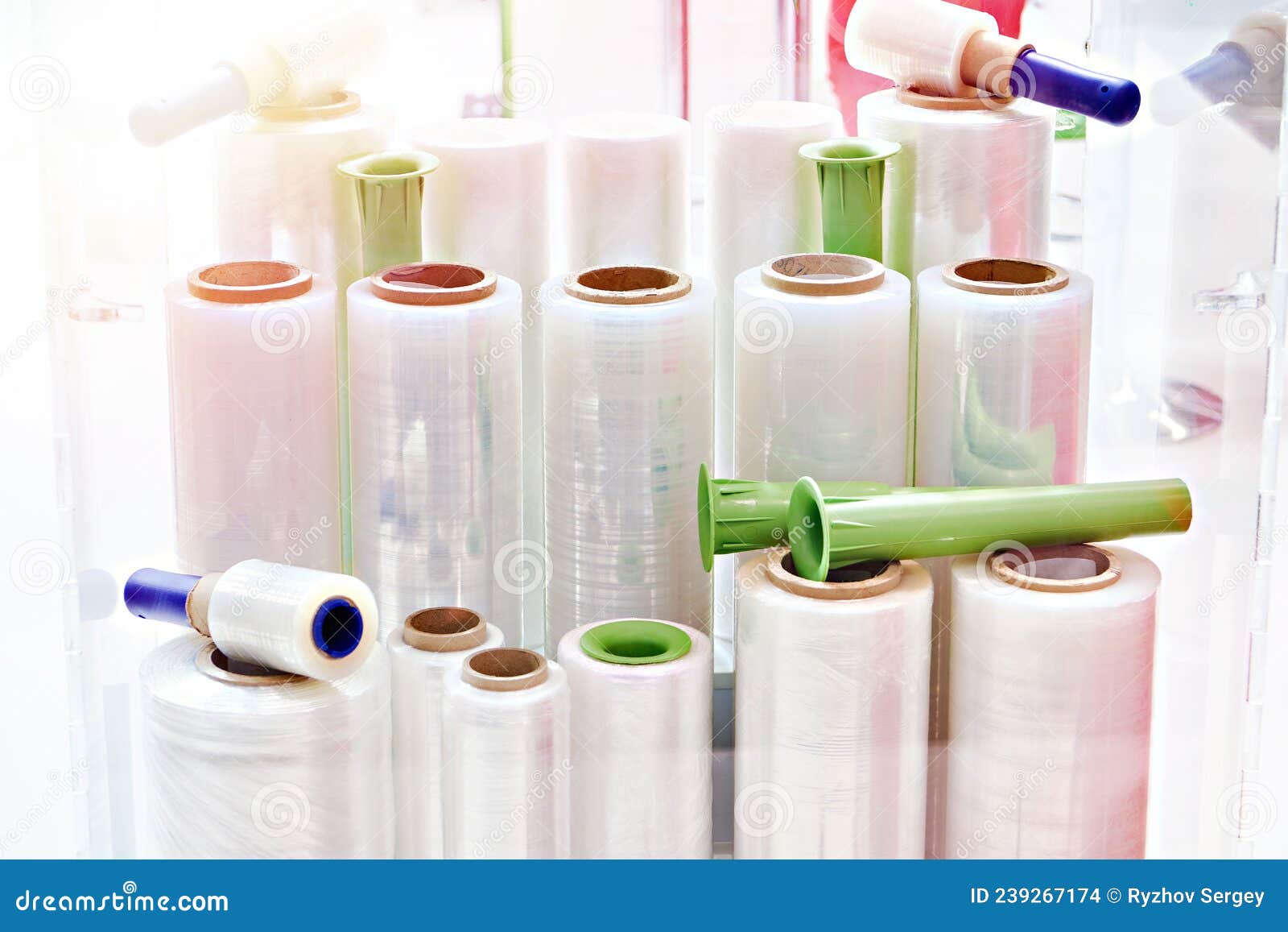 Plastic film rolls stock photo. Image of packaging, manufacturing ...