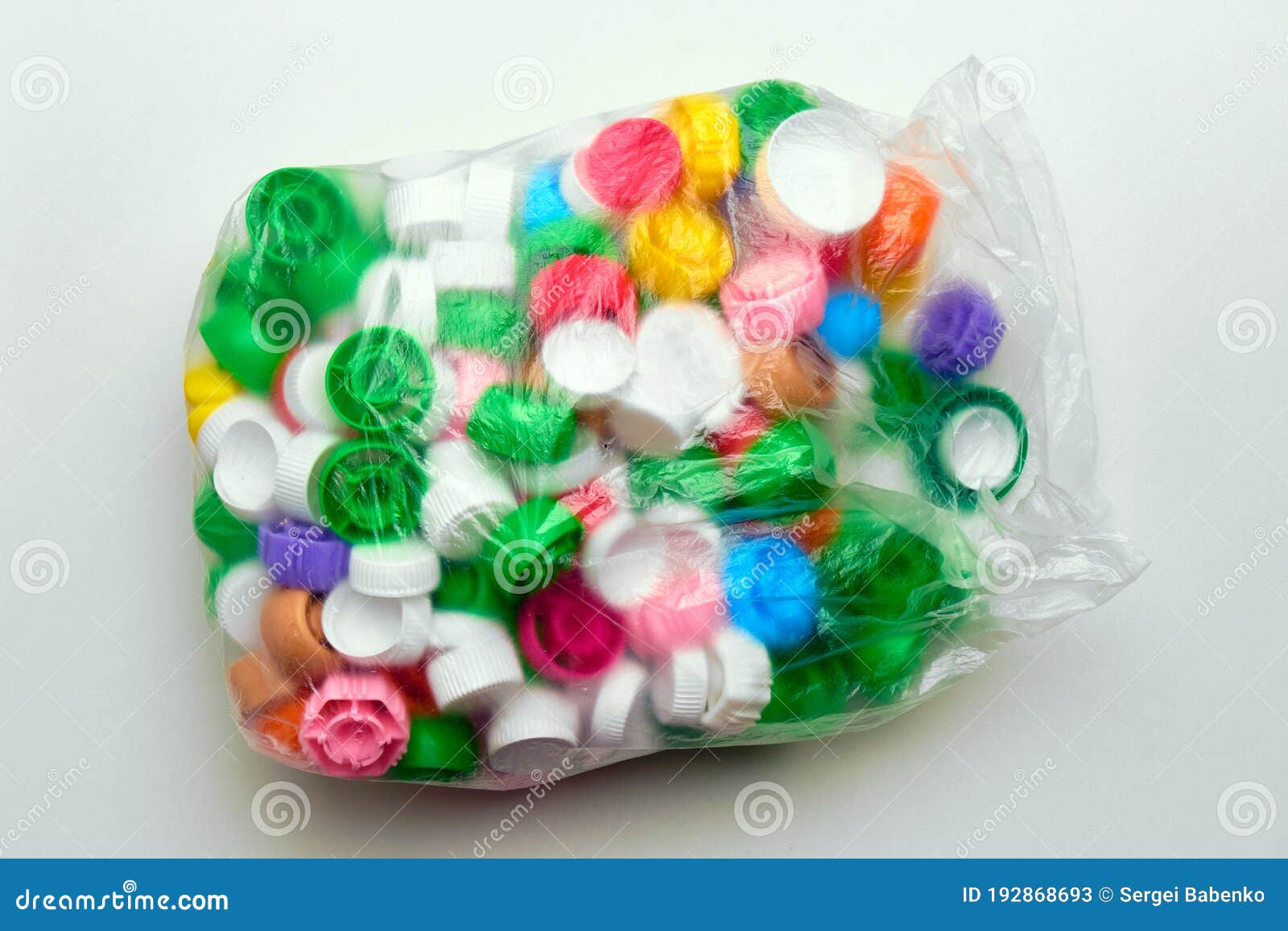 Polyethylene Garbage Bag with Plastic Lids of Different Colors Stock ...