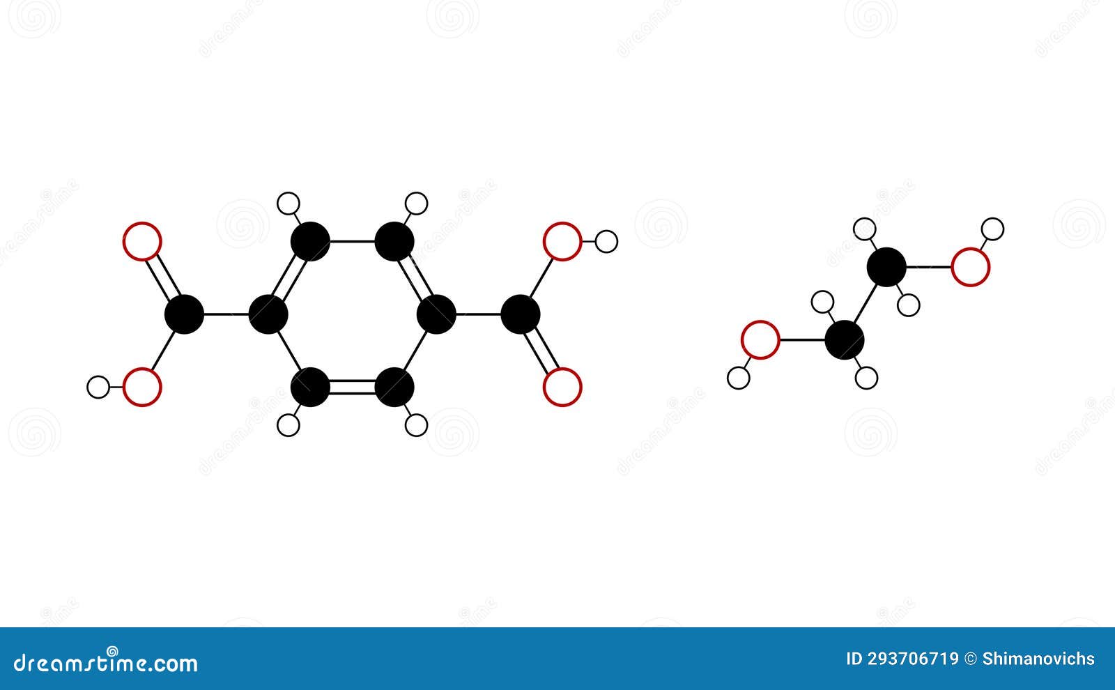 Polyethylene Terephthalate Molecule, Structural Chemical Formula, Ball ...