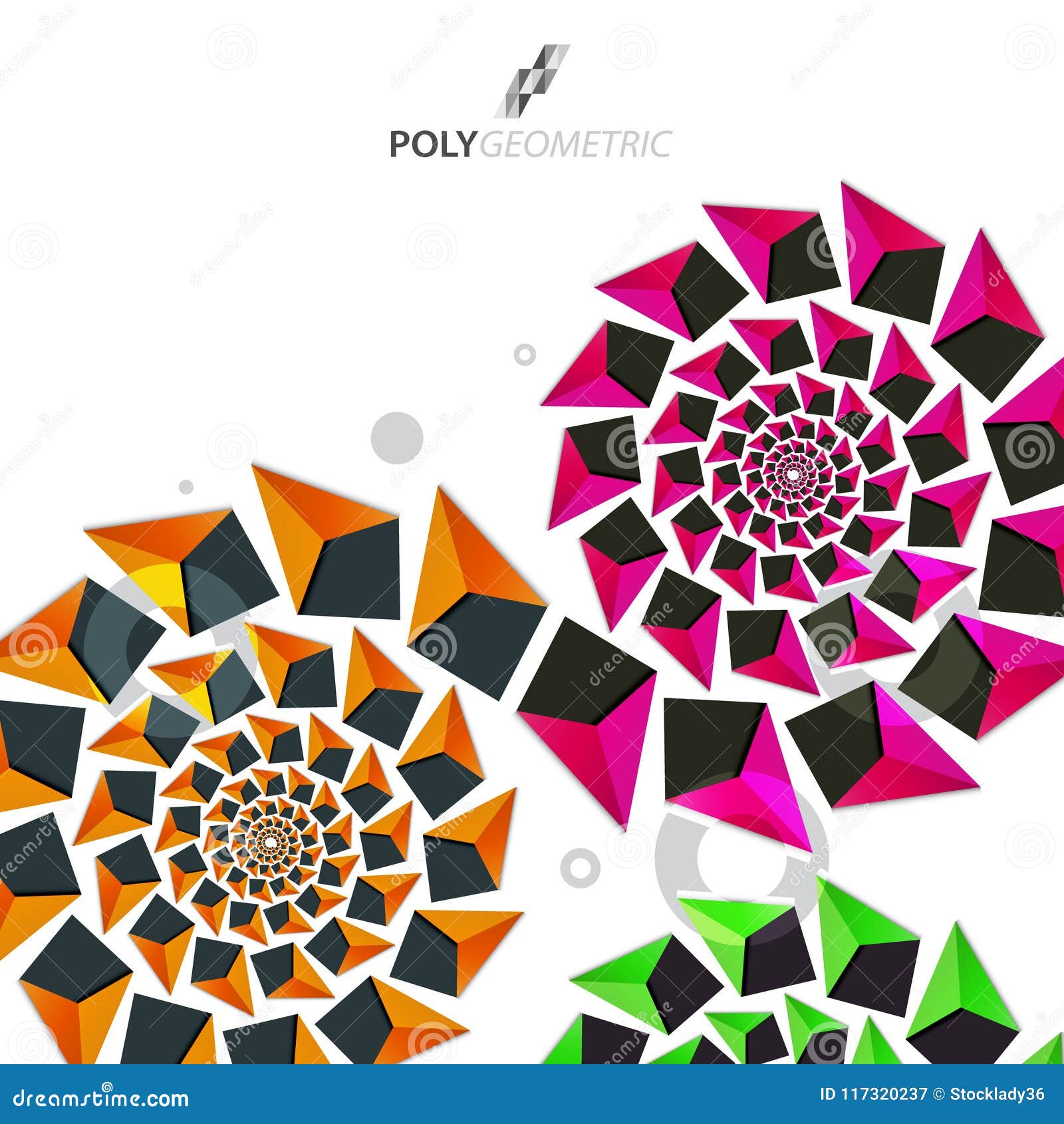 Polygeometric Colorful Abstract Background with Stacked Hatched Objects ...
