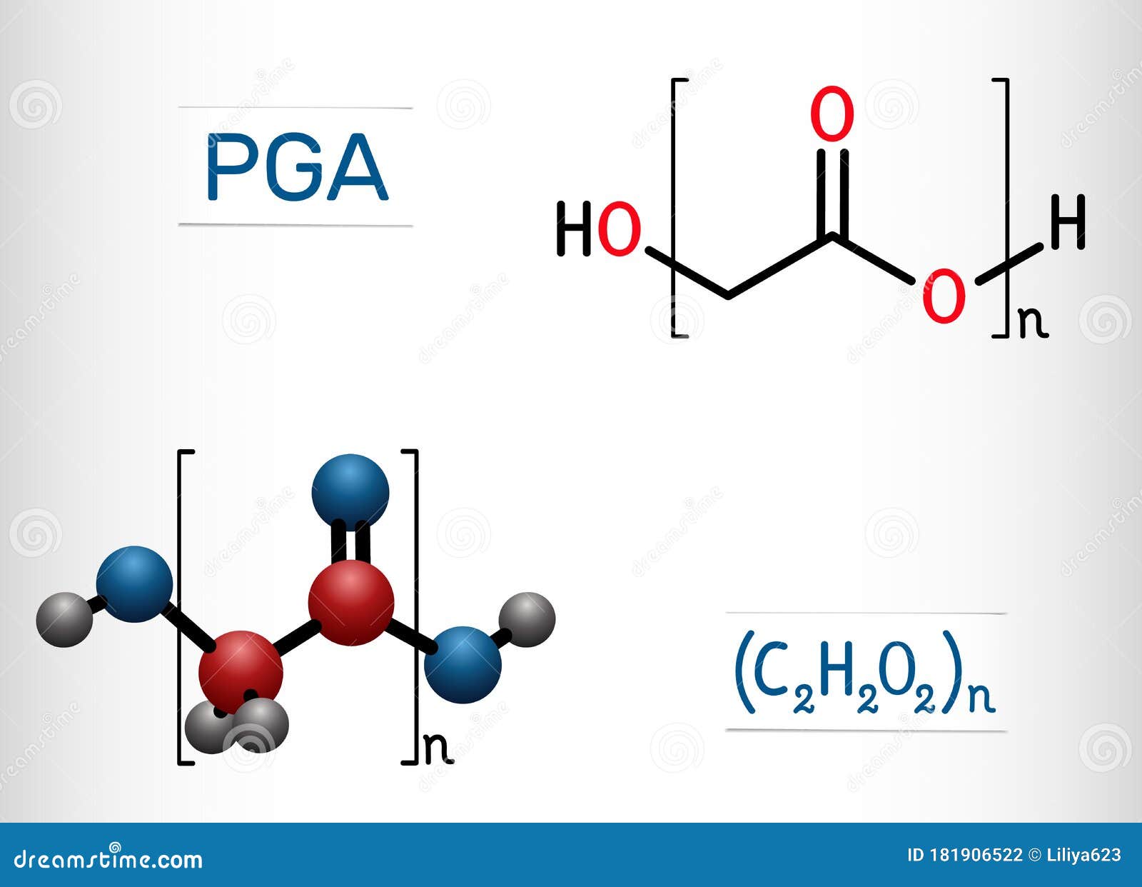 Polyglycolide or Polyglycolic Acid, PGA Molecule. it is a Biodegradable ...