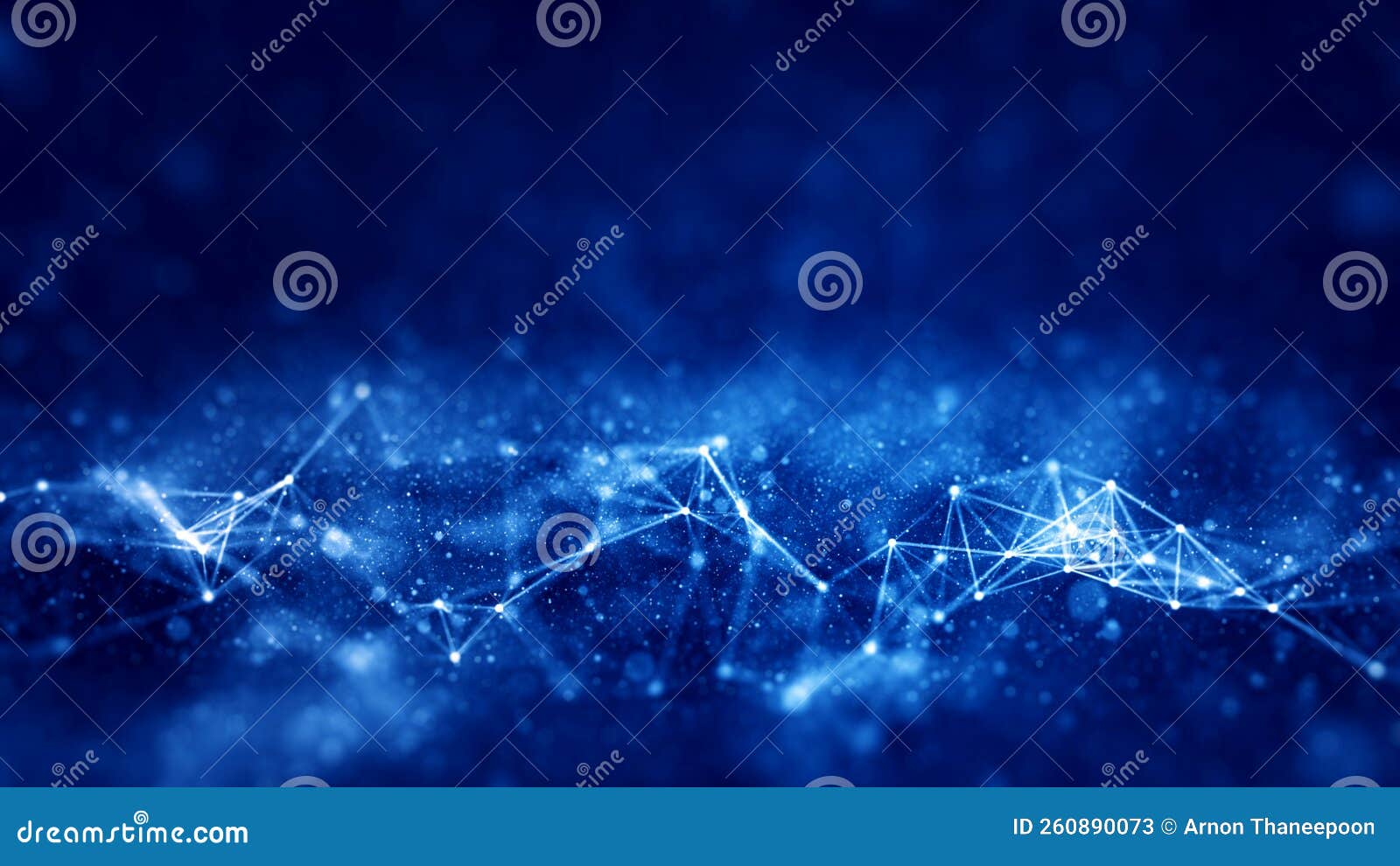 Polygon Abstract Blue Background is Connected with Small Blurred Bokeh ...