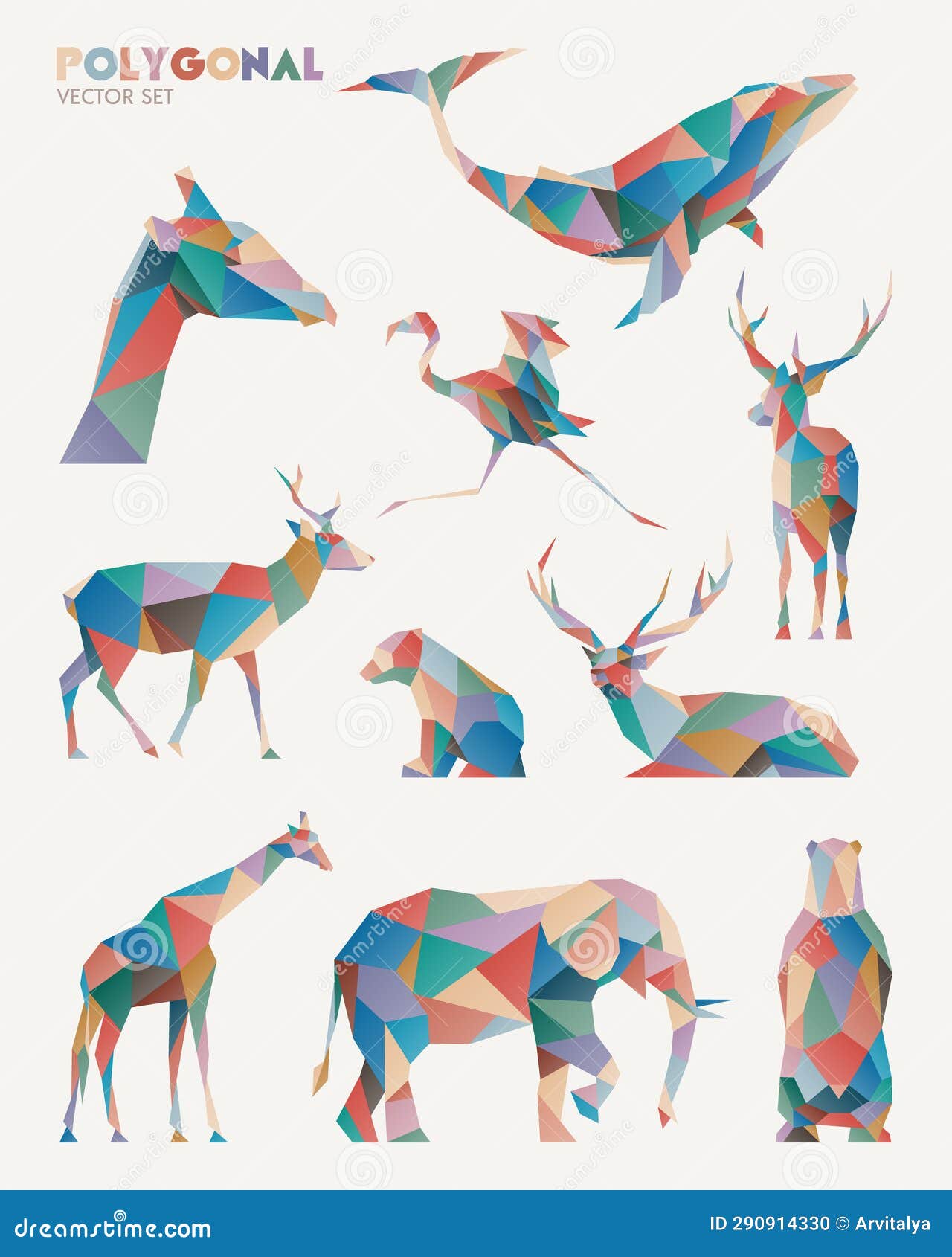 Polygon animals stock vector. Illustration of green - 290914330