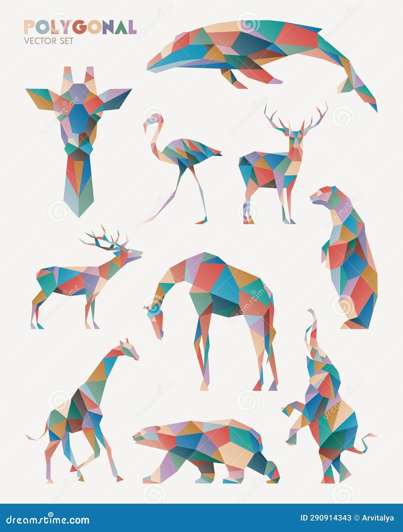 Polygon animals stock vector. Illustration of pink, fish - 290914343