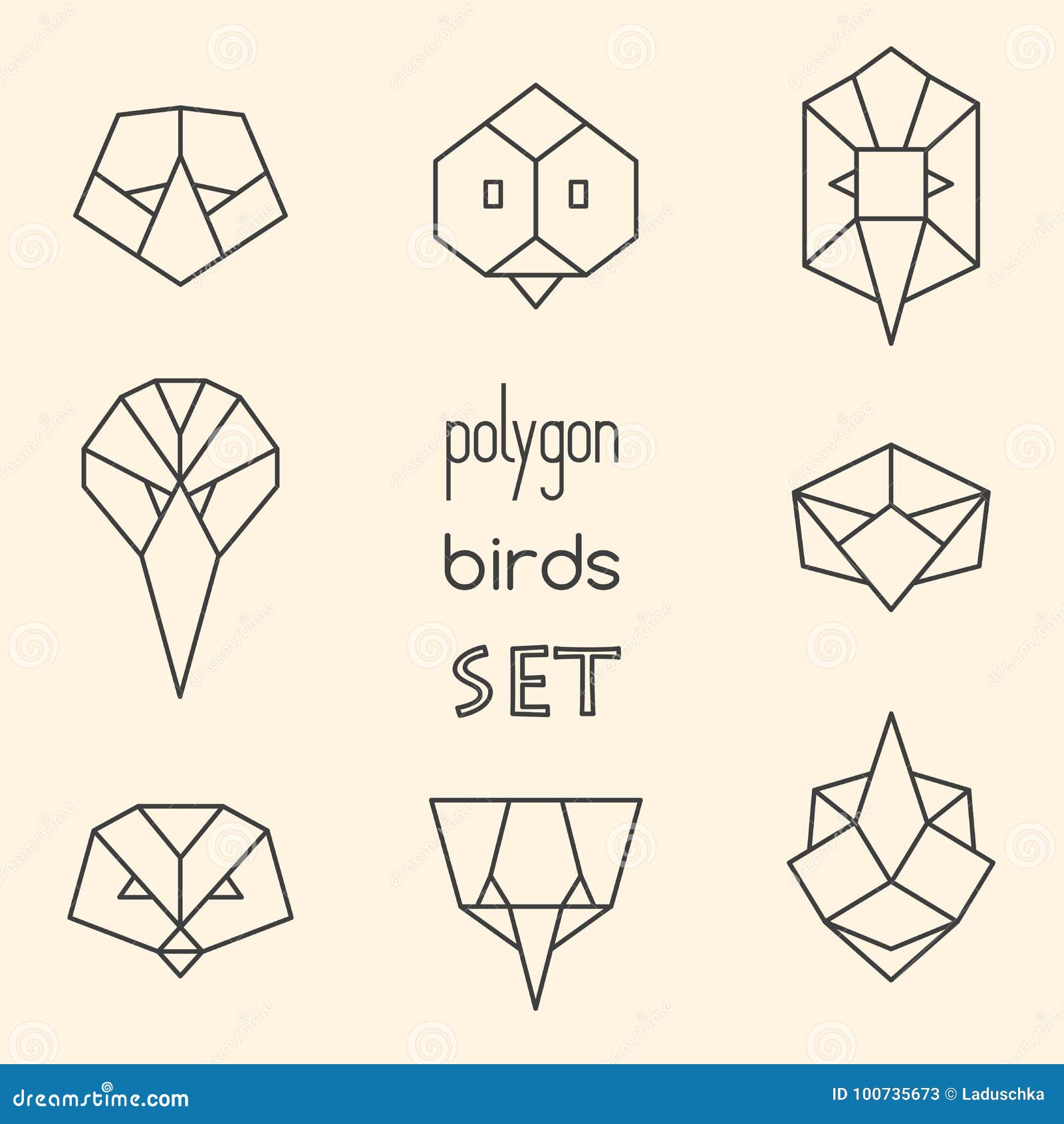 Polygon birds set stock vector. Illustration of emblem - 100735673