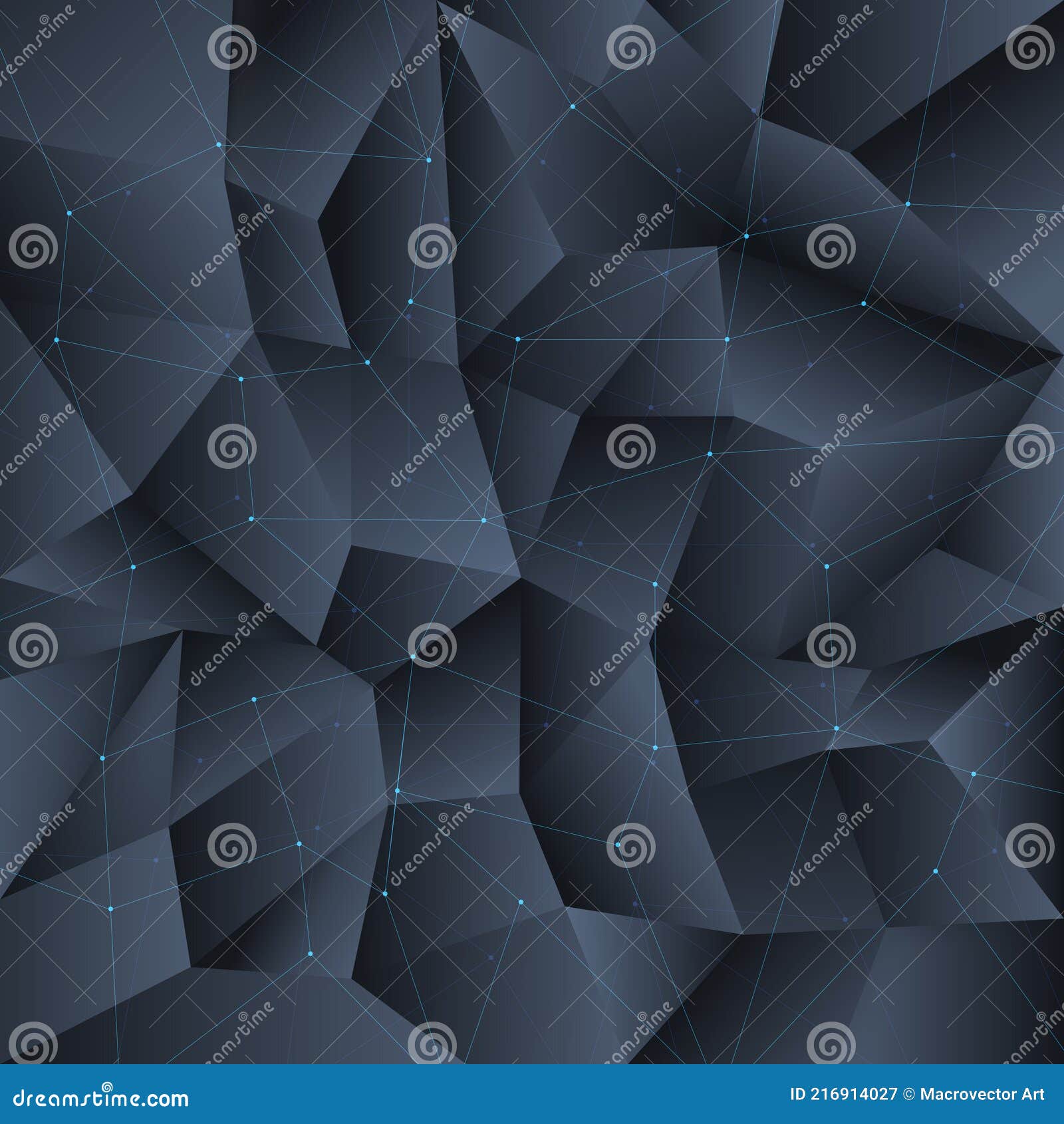 Polygon Black Crystal Background with Connecting Lines Structure Stock ...