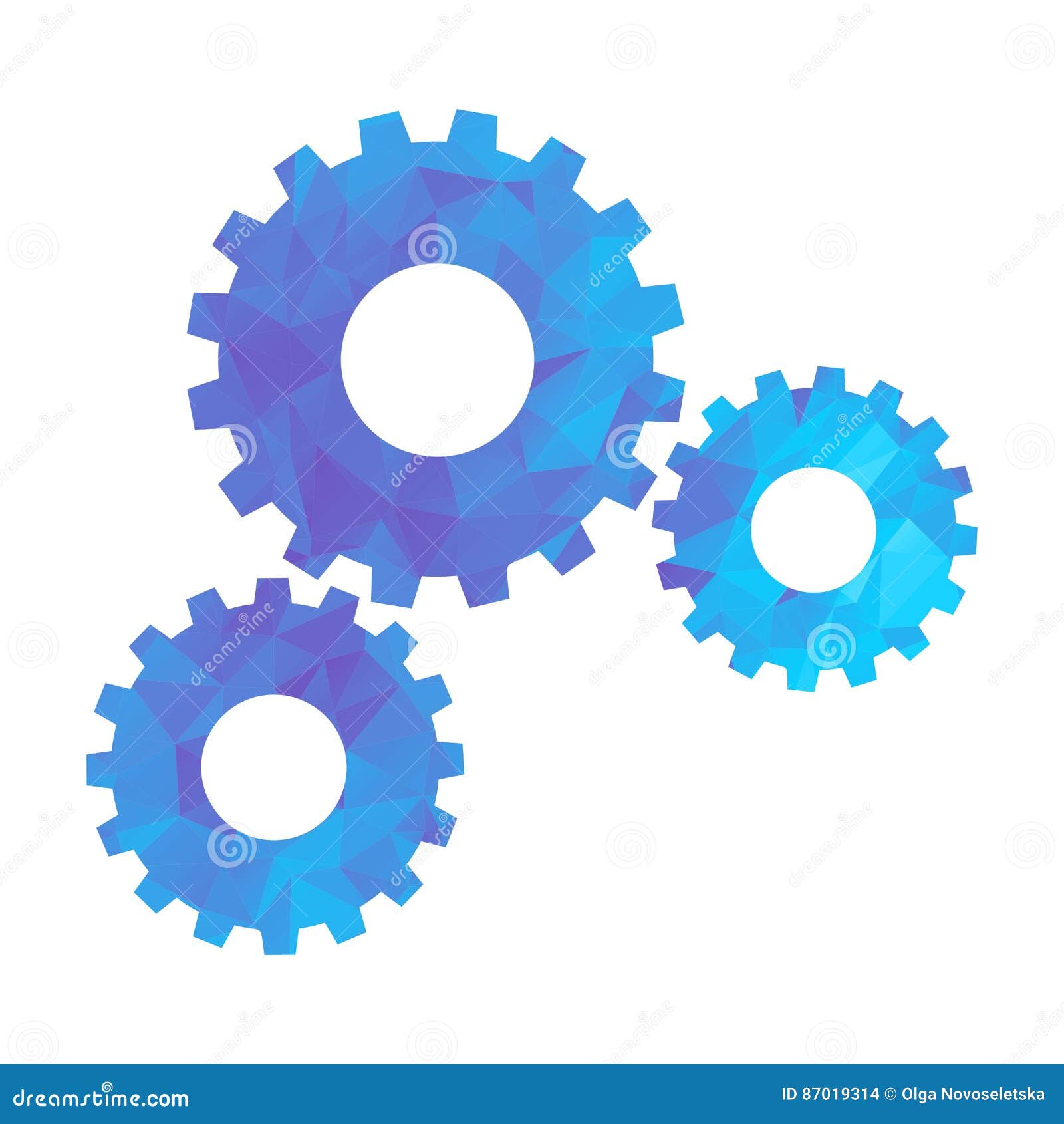 Polygon blue icon gear stock vector. Illustration of bright - 87019314
