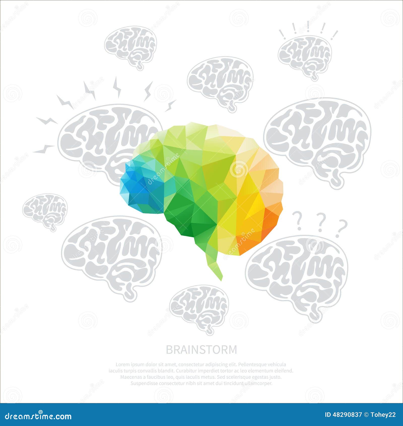 Polygon brain stock vector. Illustration of bright, idea - 48290837