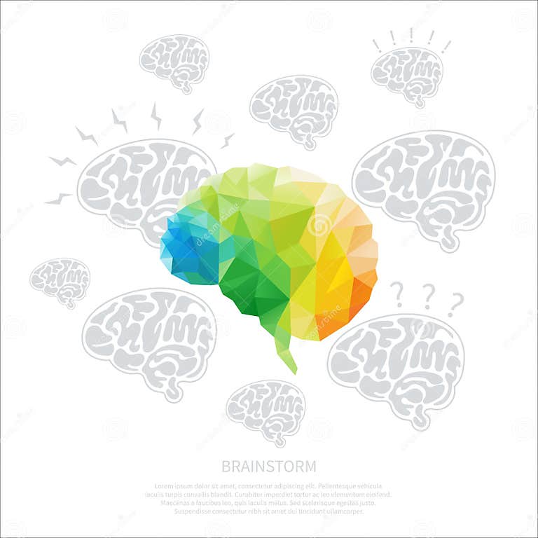 Polygon brain stock vector. Illustration of bright, idea - 48290837