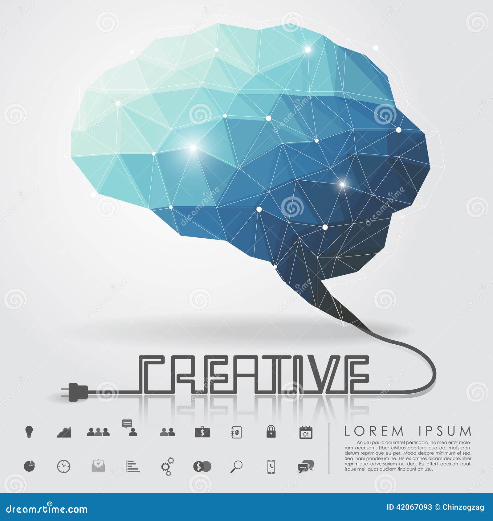 Polygon Brain and Creative Wire with Business Icon Stock Vector ...