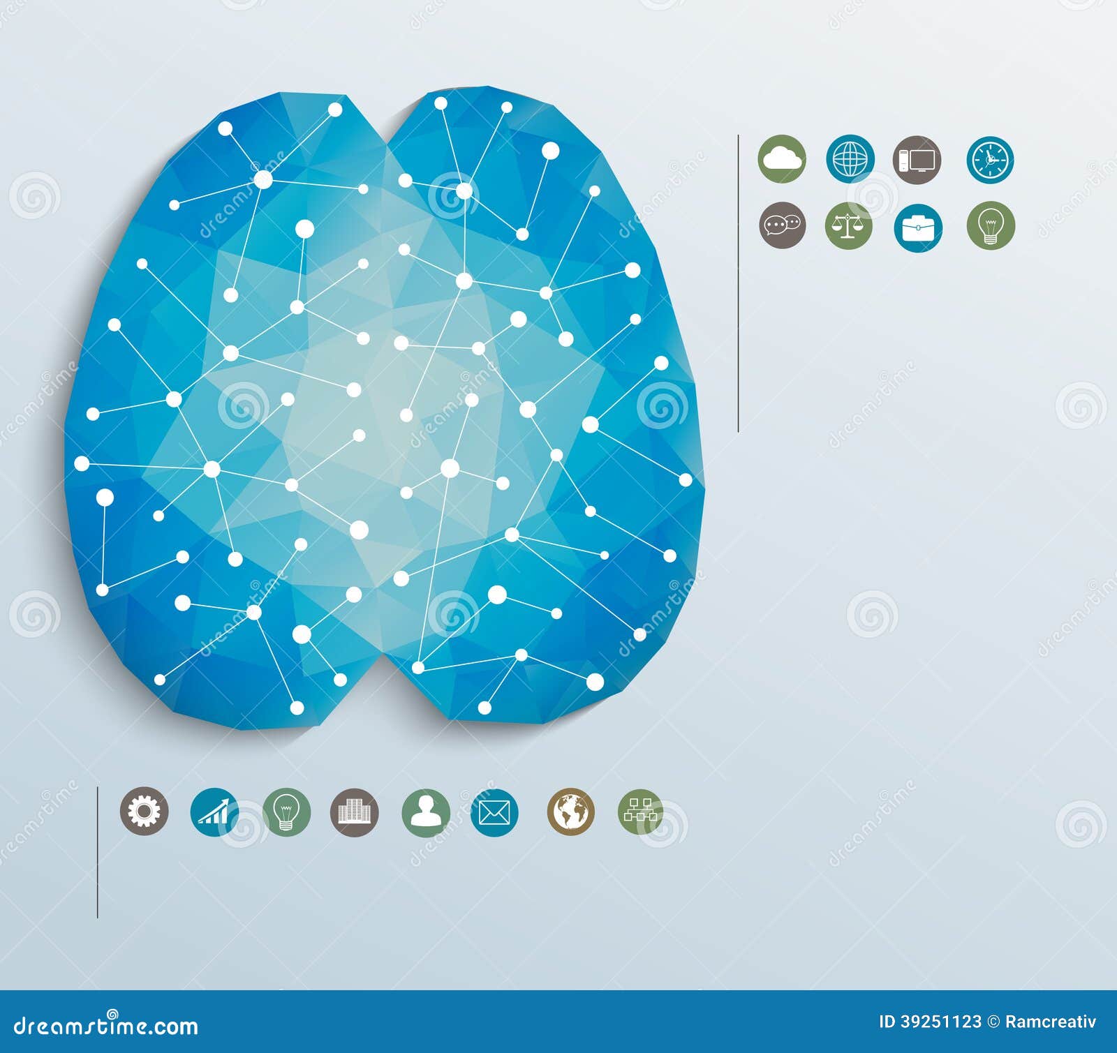 Polygon Brain with Icons, Infographics Stock Vector - Illustration of ...