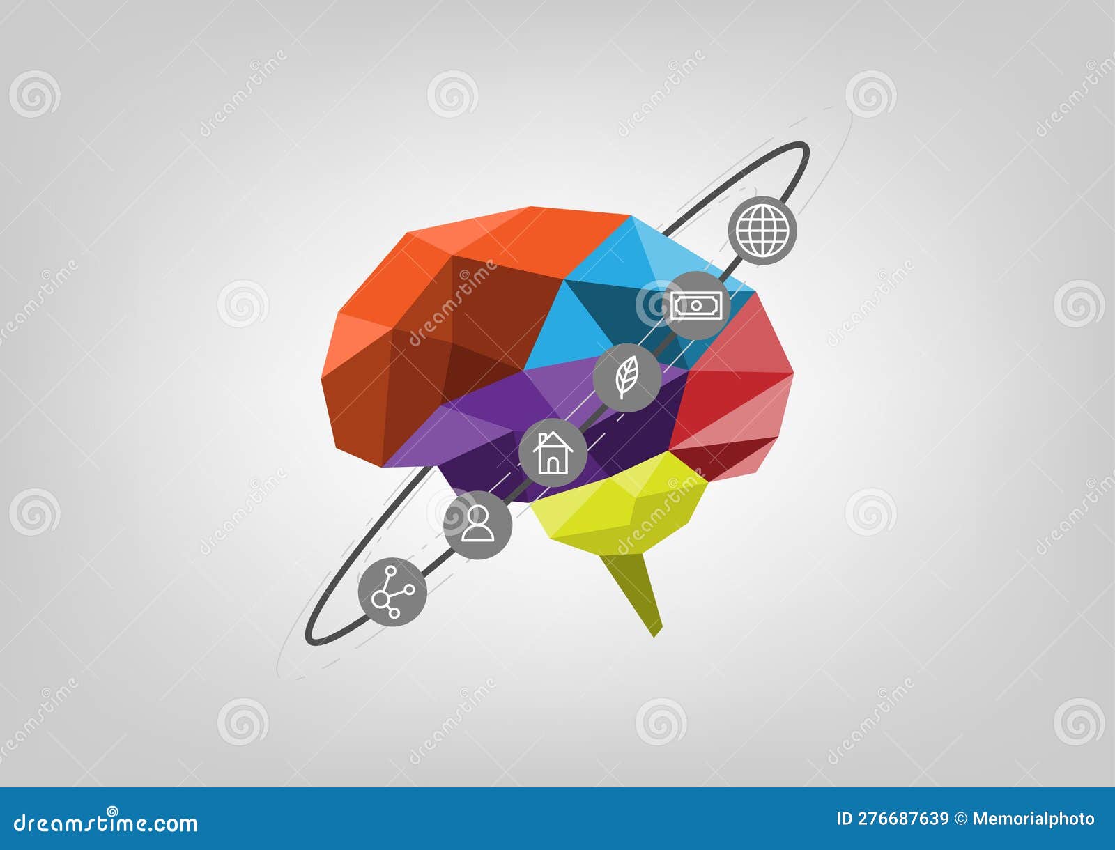 Polygon Brain Thinking Life. Ecosystem Creative Communication Concept ...