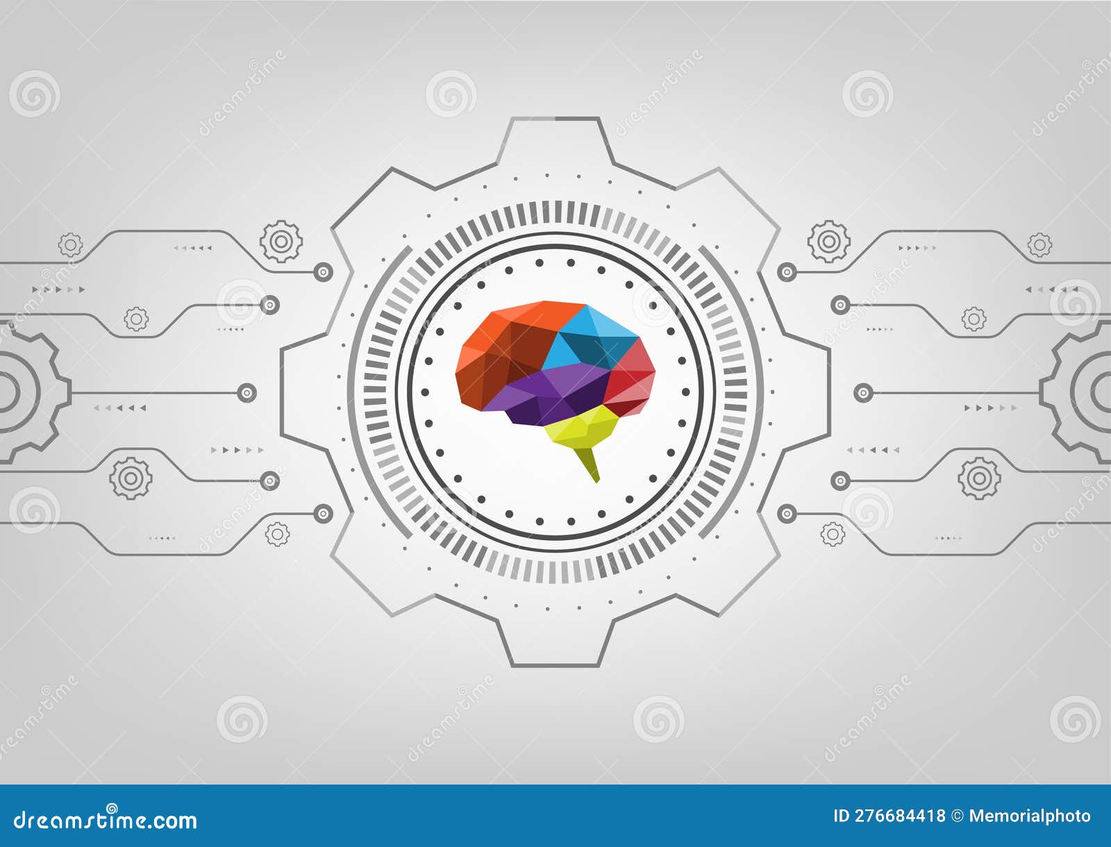 Polygon Brain Working and Processing. Geometric Creative Communication ...