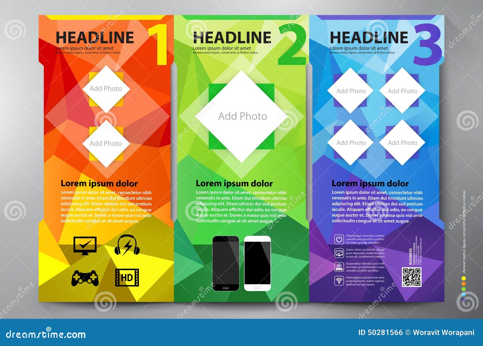 Polygon Brochure Flyer Design Layout Template In A4 Size, With B ...