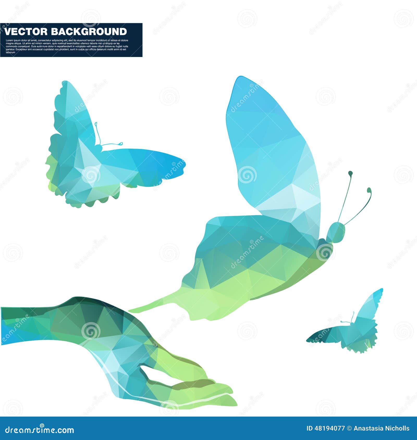 Polygon Butterfly and Hand Concept. Stock Vector - Illustration of ...