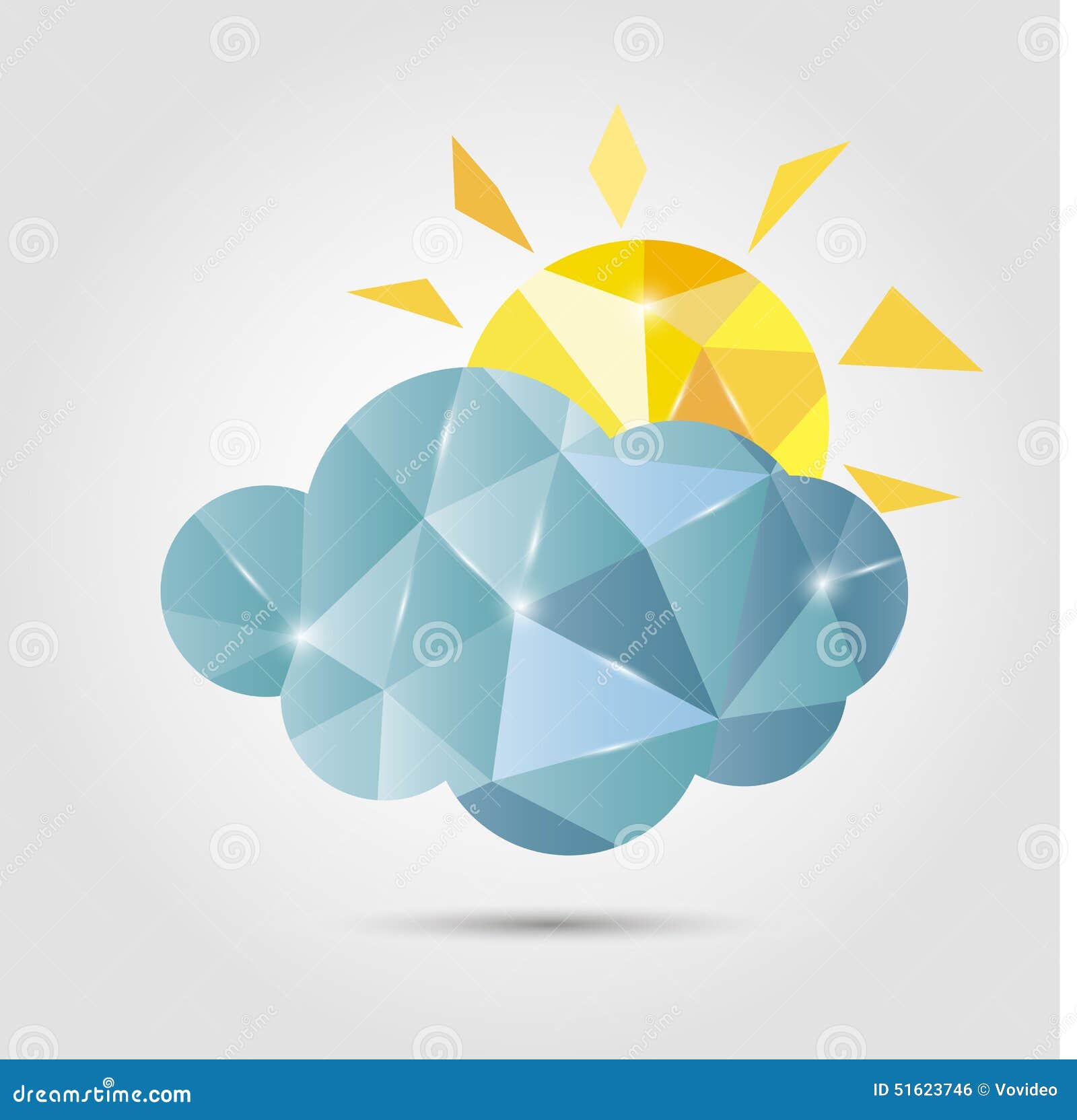 Polygon cloud and sun stock vector. Illustration of cartoon - 51623746